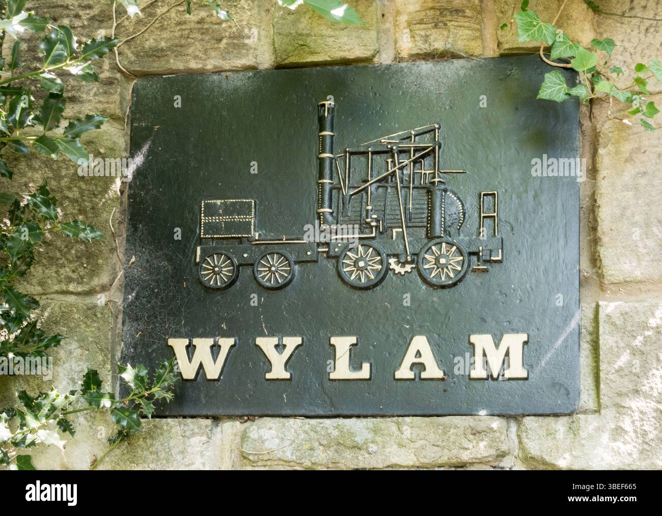 The village sign for Wylam, Northumberland, features the Puffing Billy ...