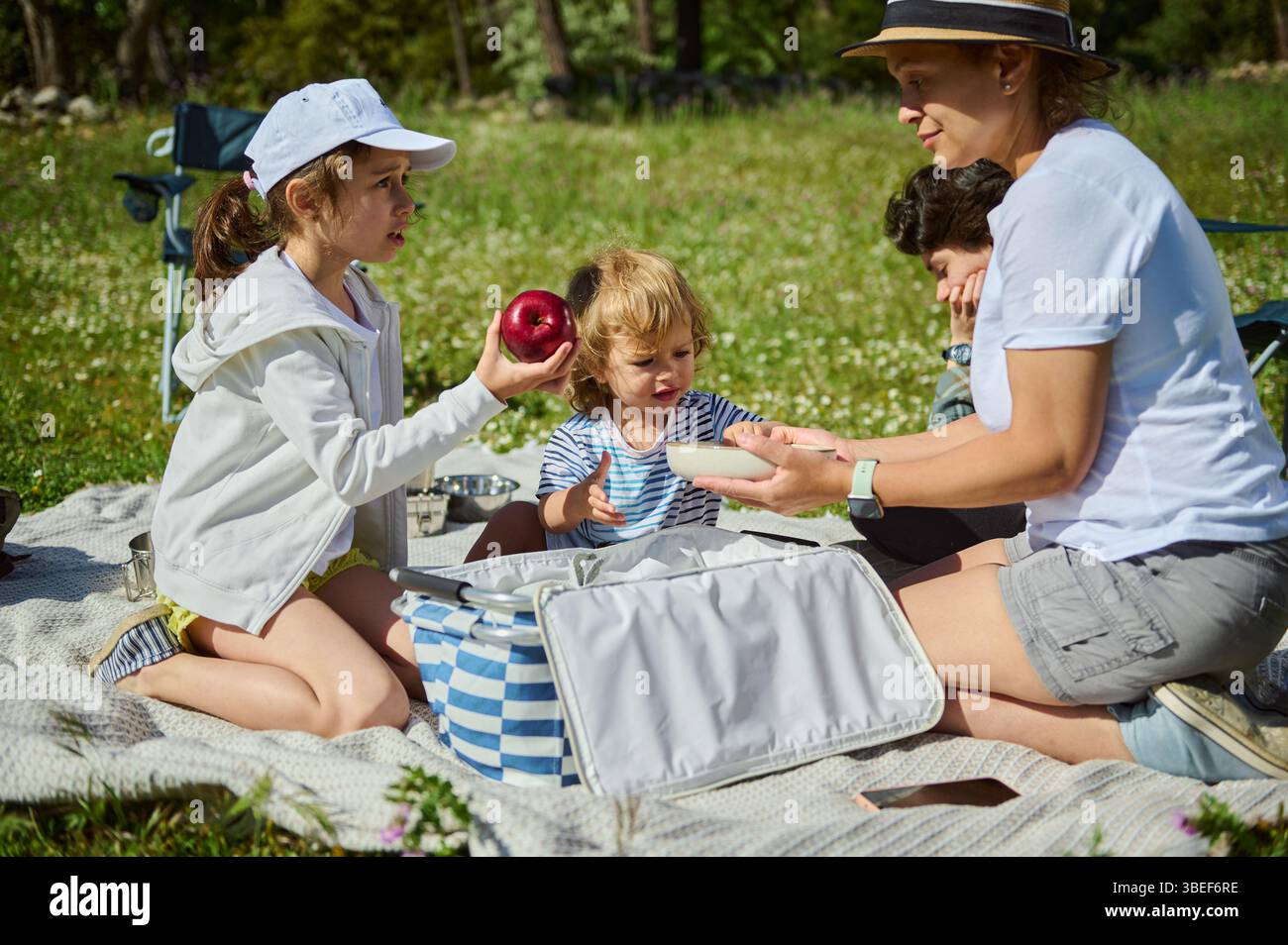 Joyful family gathers picnic hi-res stock photography and images - Alamy