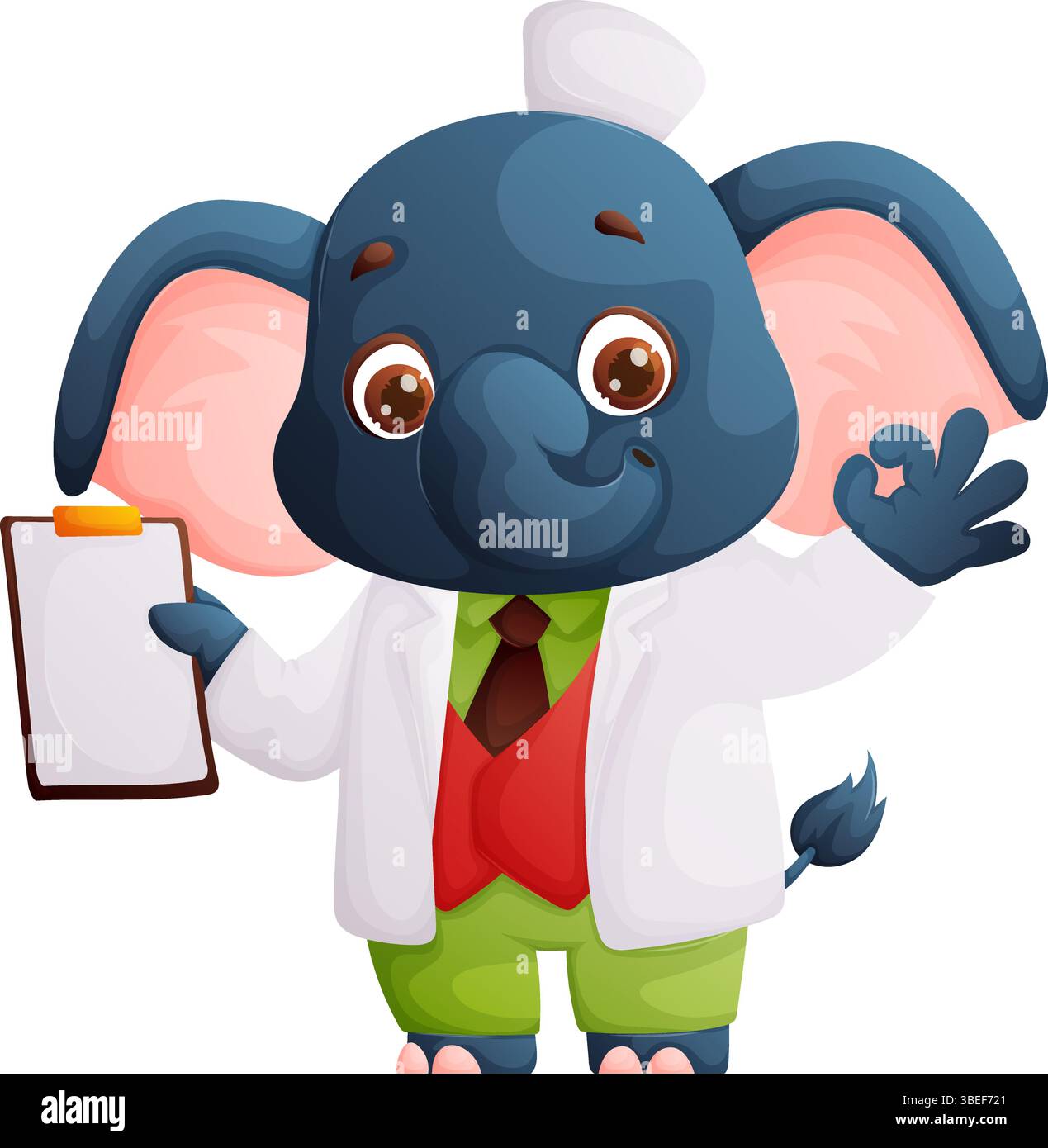 Elephant Cartoon Character as Doctor, with White Coat and Clipboard ...