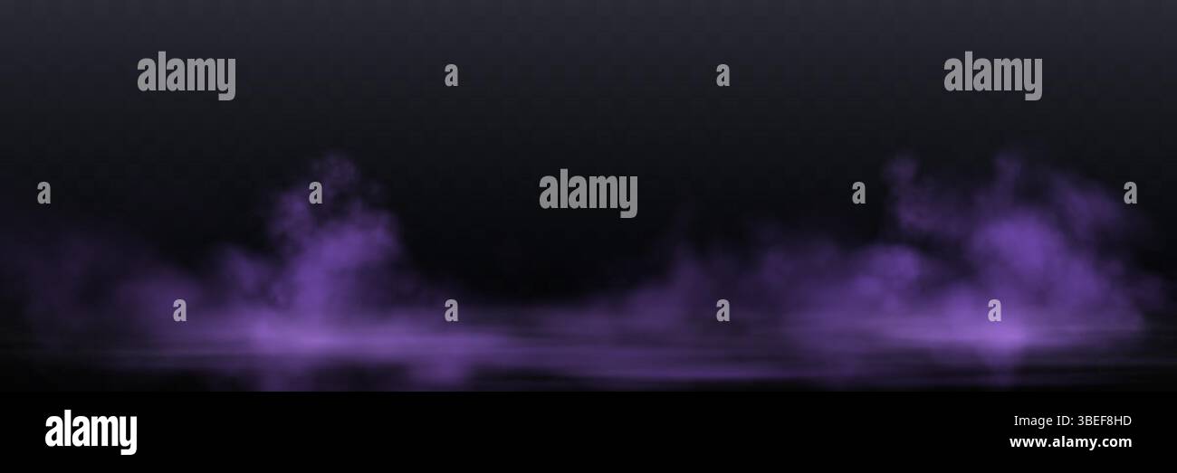 Realistic purple smoke or haze, overlay effect on a transparent ...