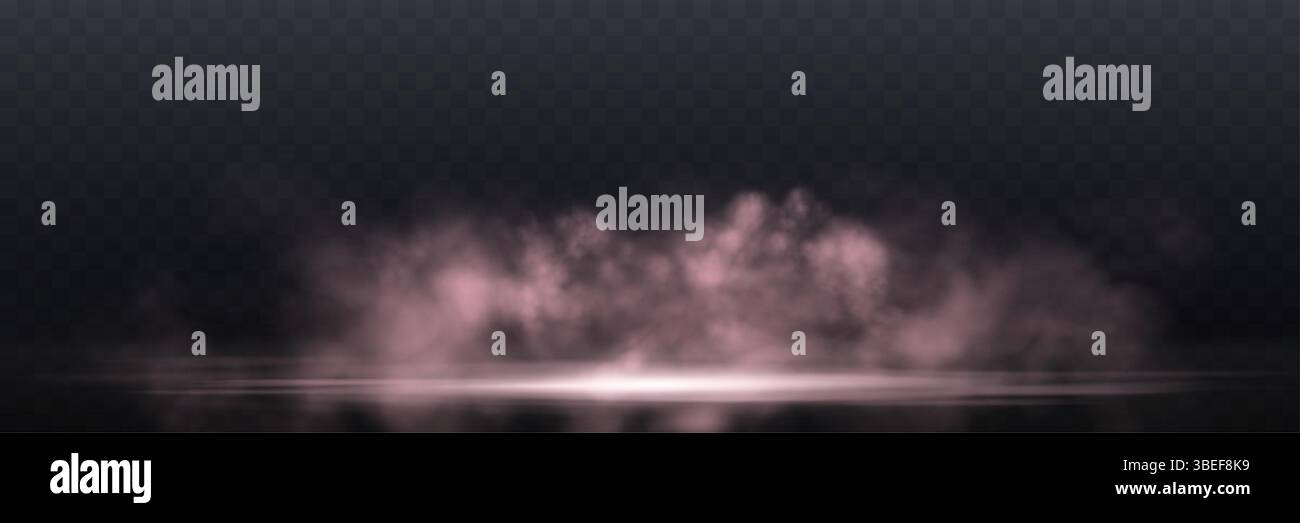 Realistic light pink smoke or haze, overlay effect on a transparent ...