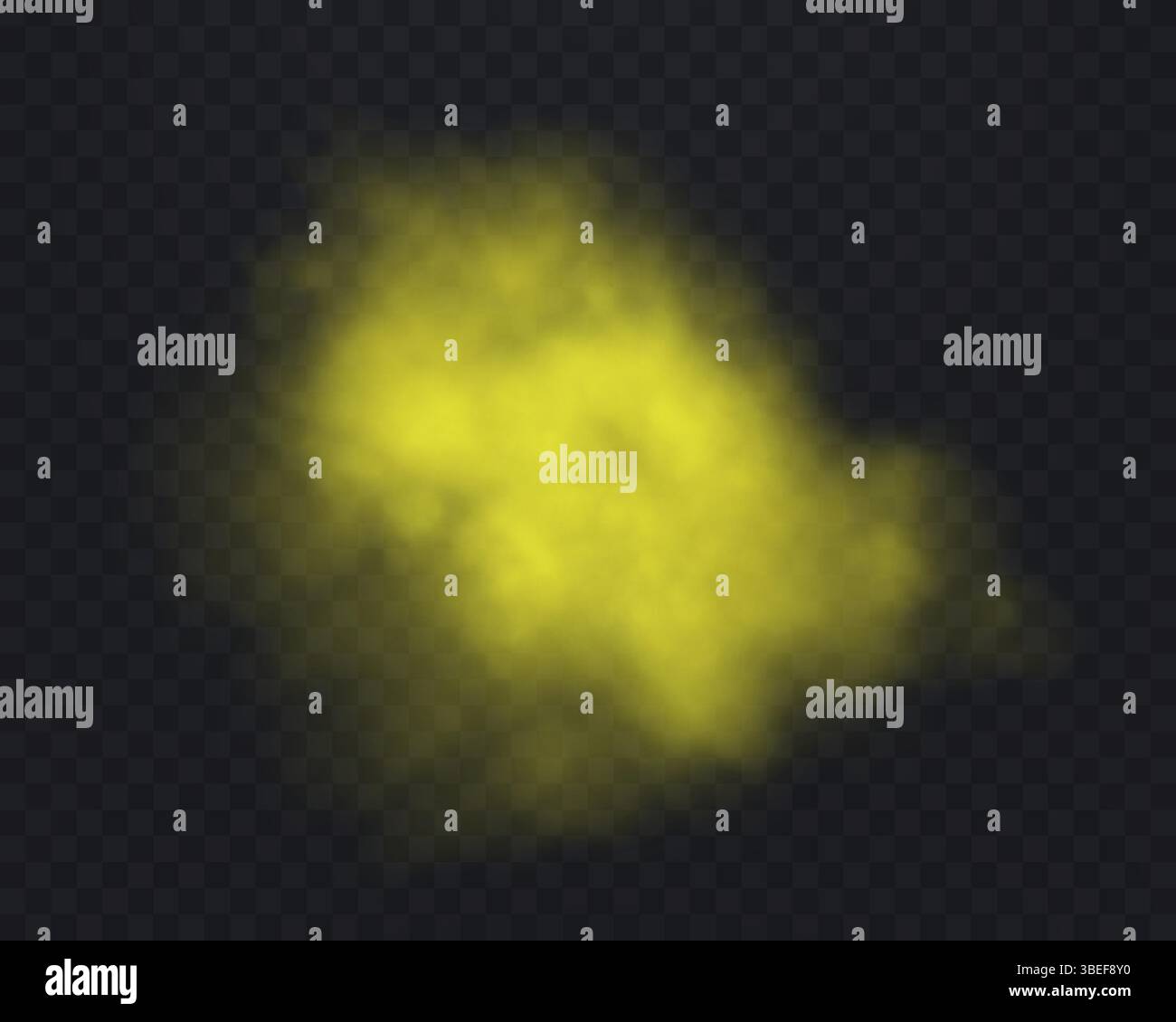 Realistic yellow smoke or haze on a transparent background. Magic fog ...
