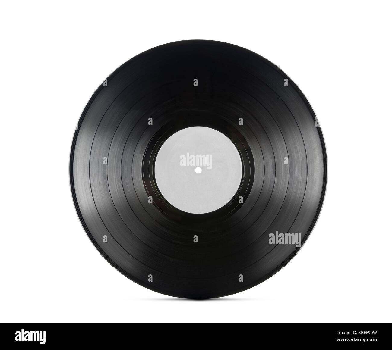 Vinyl record with grey label on white background Stock Photo - Alamy