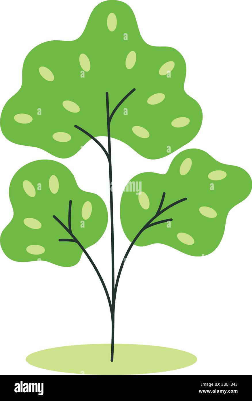 Simple green tree clip art illustration. Deciduous tree hand drawn ...