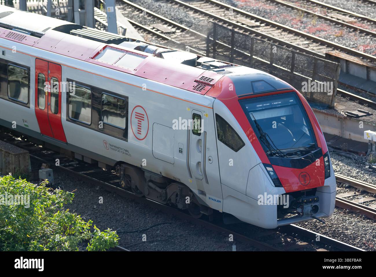CARDIFF, WALES - MAY 28: Transport for Wales (TFW) Metro train at ...