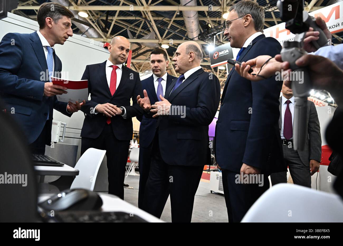 Russian Prime Minister Mikhail Mishustin (second from right), Russian ...