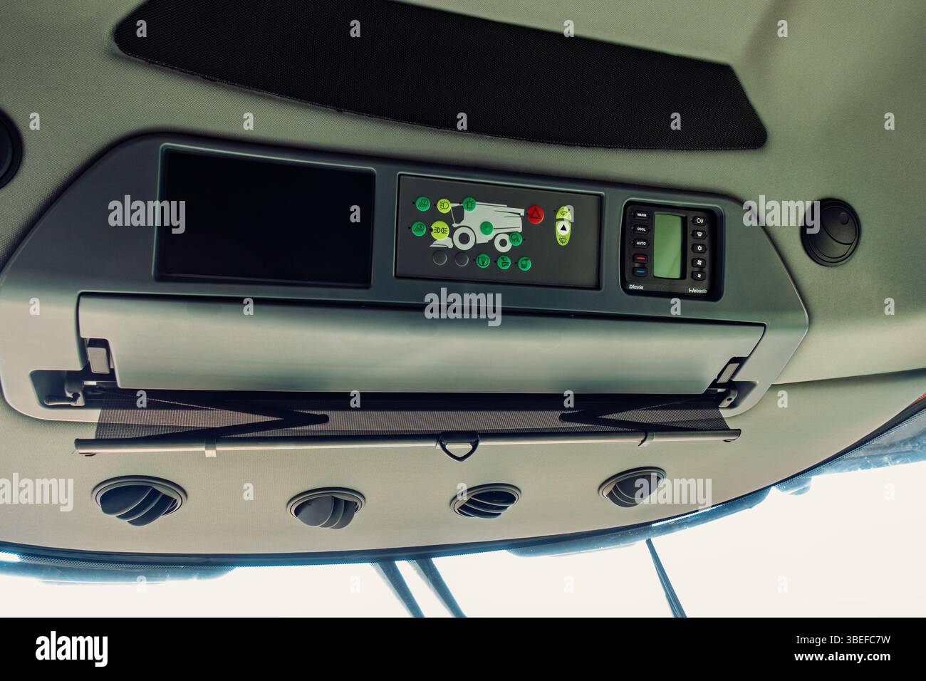 Interior View of Tractor Cabin Showing Control Panel Digital Display ...