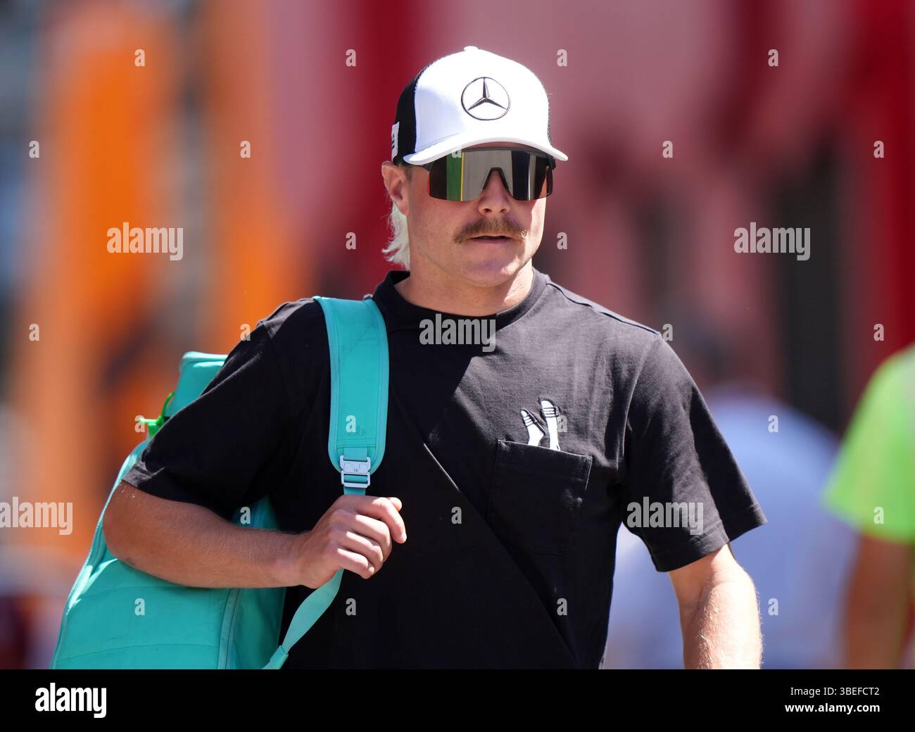 Mercedes' reserve driver Valtteri Bottas arrives at the Circuit de ...