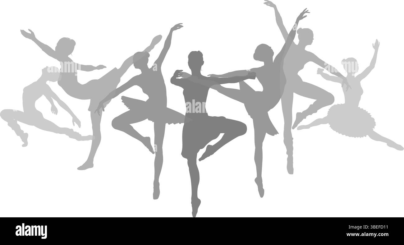 Ballet Dancer Silhouette Dancers Poses Silhouettes Stock Vector Image ...