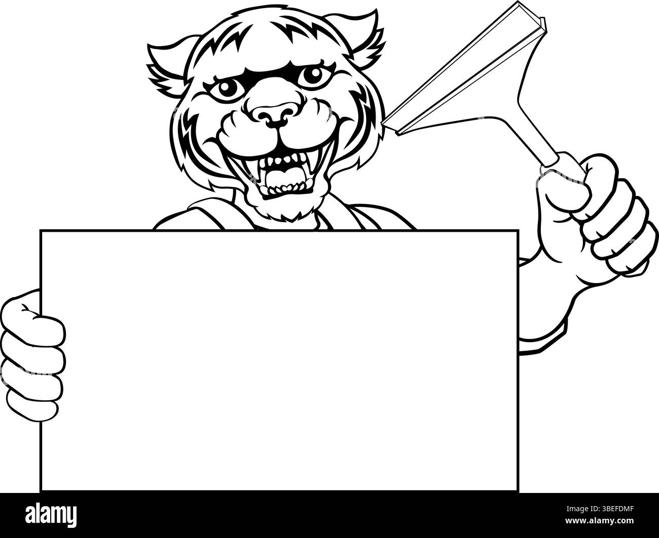 Window Cleaner Tiger Car Wash Cleaning Mascot Stock Vector Image & Art ...