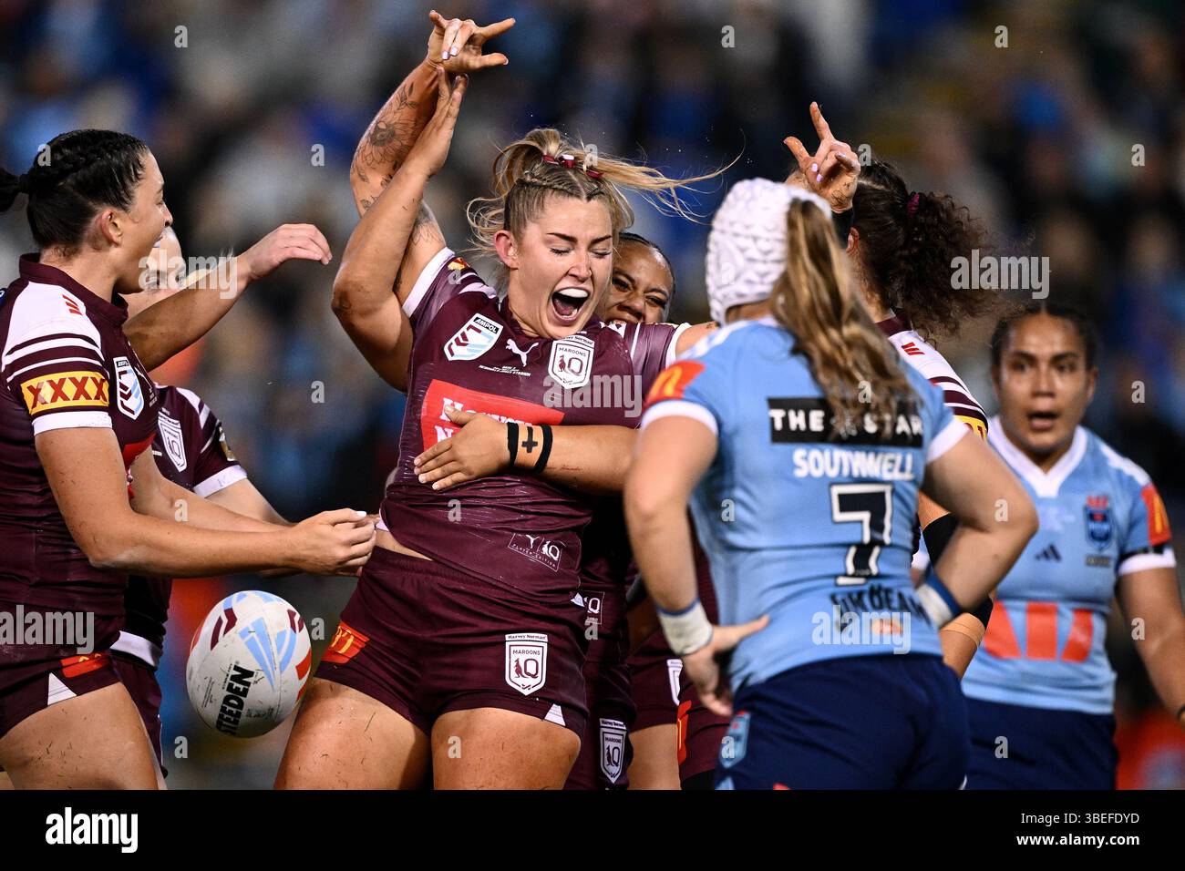 Newcastle, Australia. 29th May, 2025. Makenzie Weale of the Maroons ...