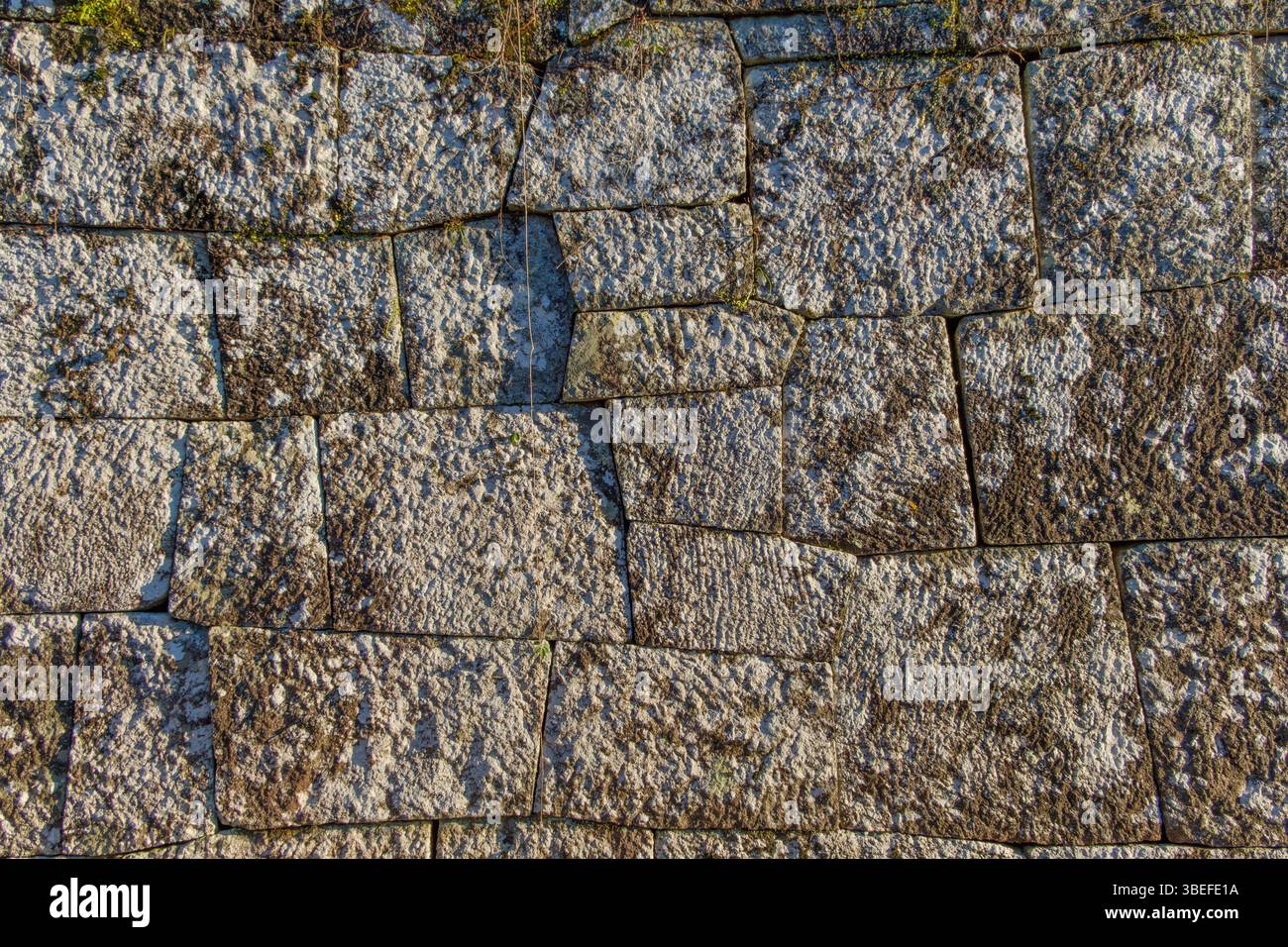 Weathered Stone Block Wall With Rough Textured Surface Stock Photo - Alamy