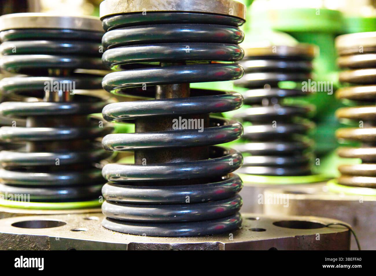 Details of the main engine of the ship lubricated with grease, close-up ...