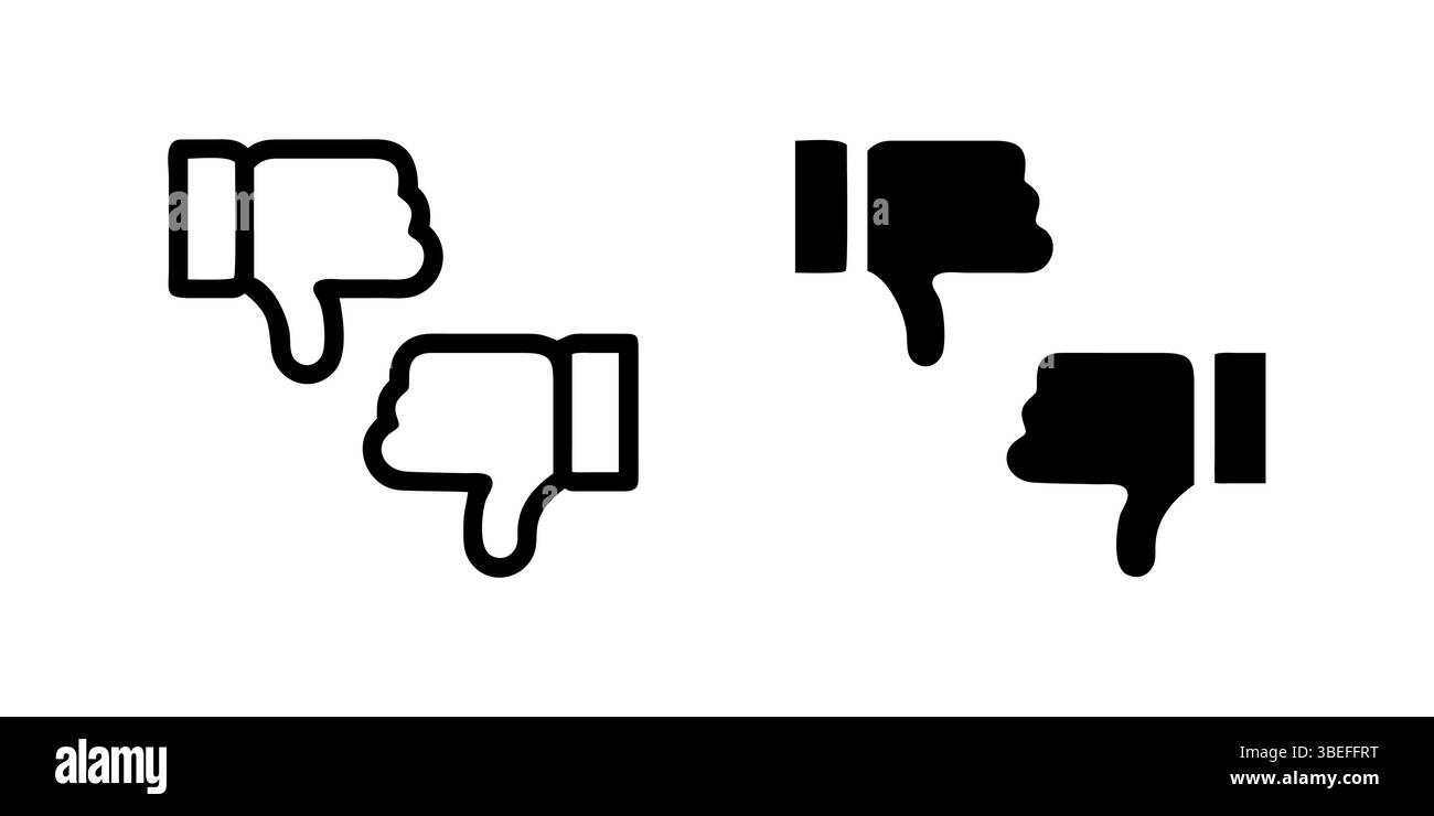 Thumb Up and Down Icon Collection, thumbs up and down in outline and ...