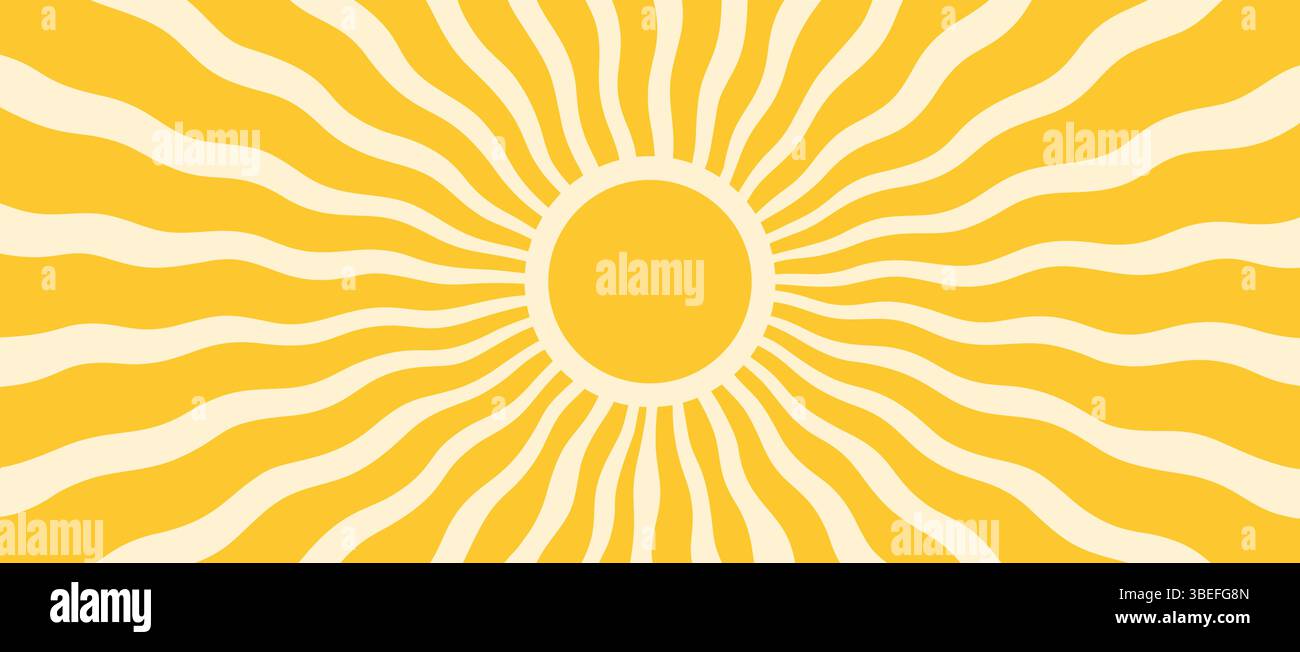Sun burst pattern background ray sunshine. Retro summer sun wave vector ...