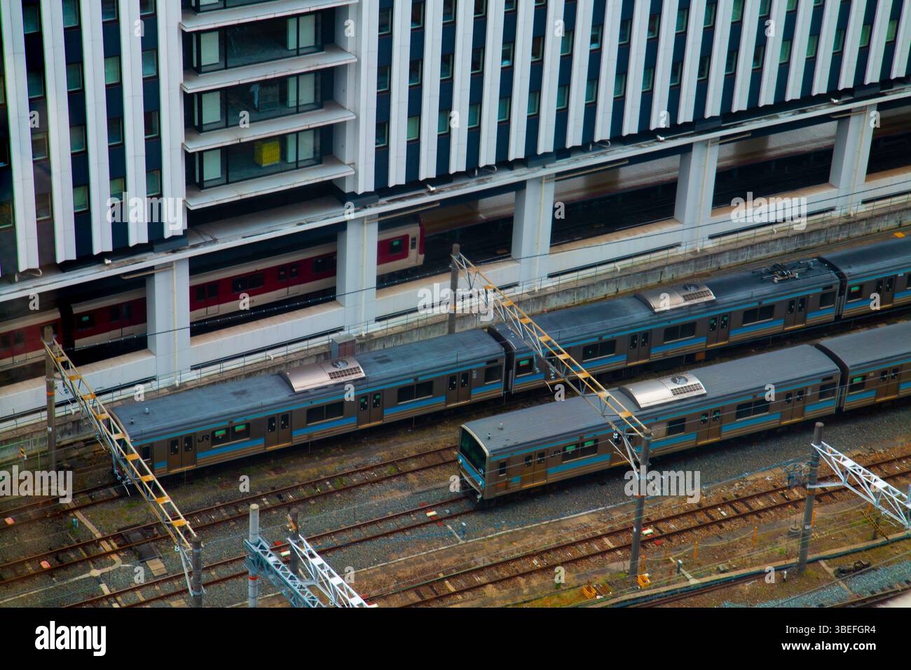 Train yard revealing infrastructure network hi-res stock photography ...