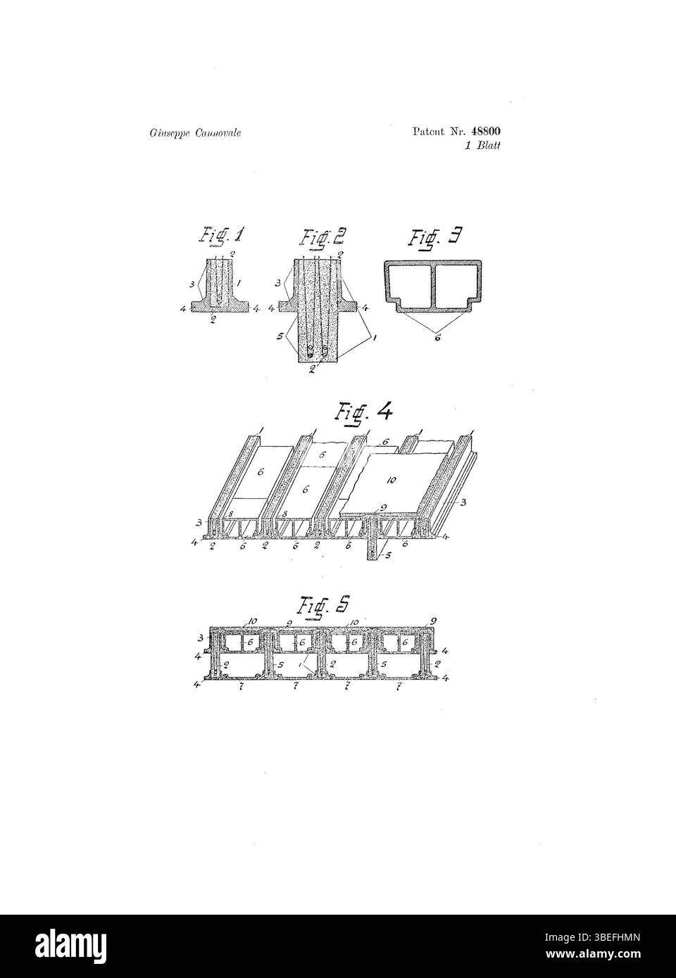 Giuseppe Cannovale's 1909 patent for reinforced concrete beams for ...