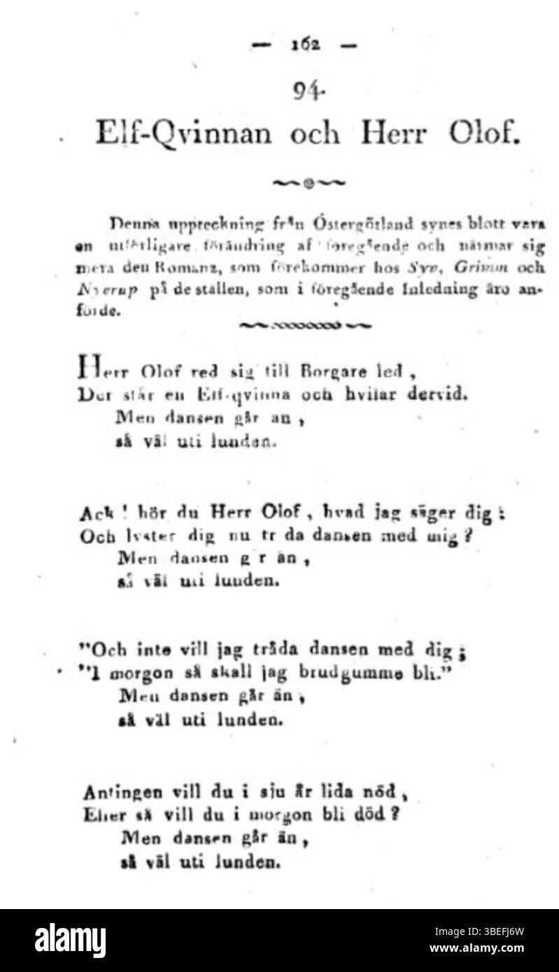 The sheet from the Swedish songbook (1816) showing the first page of ...