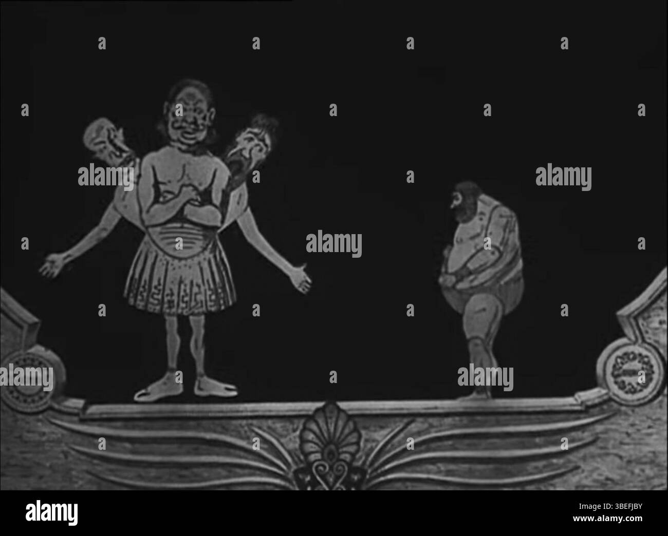 This image is a photogram of the 1910 animated short film 'Les Douze ...