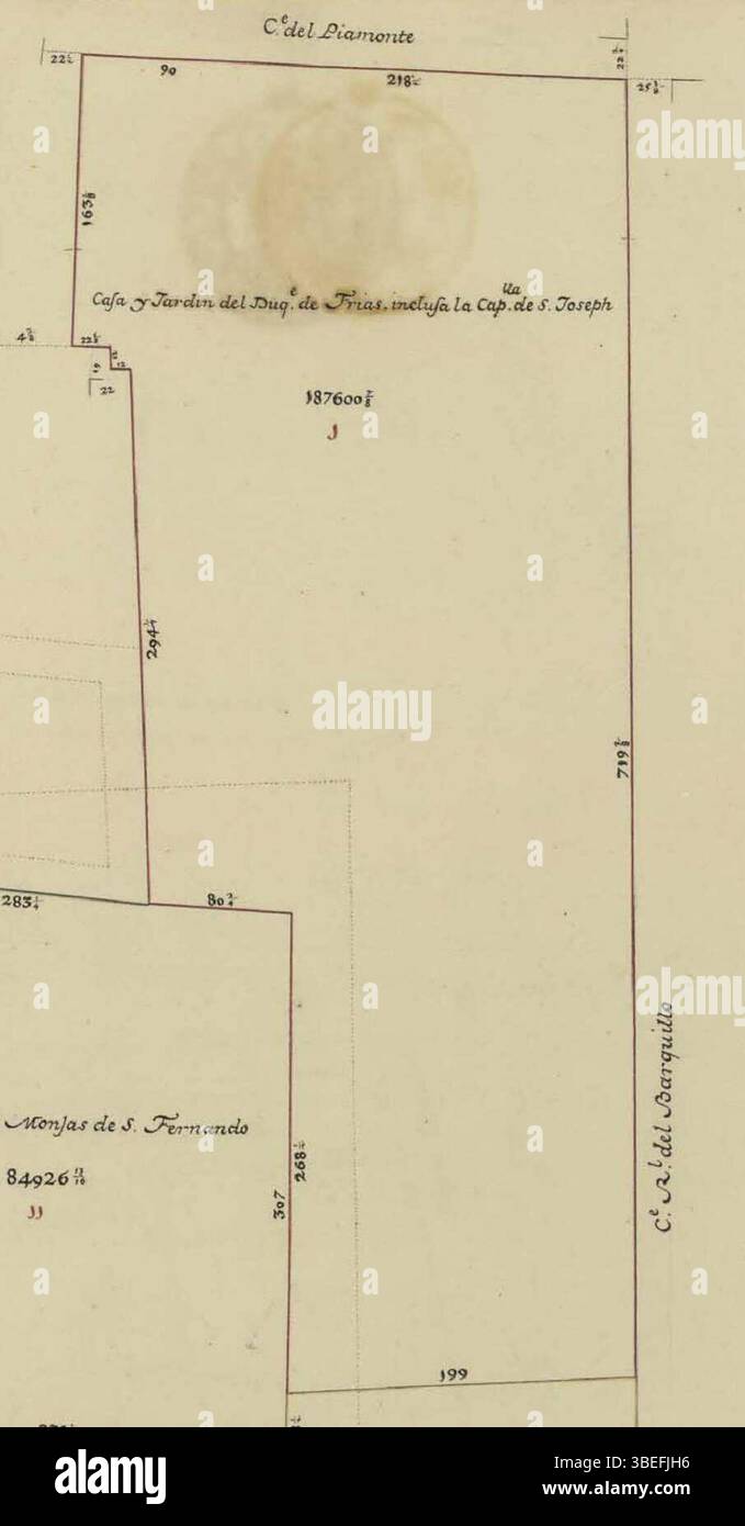 A cropped image of the Palace of the Duke of Frias from the 1765 map ...