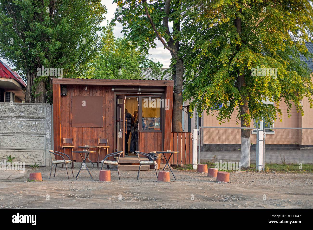 small cafe snack bar near the road Stock Photo - Alamy