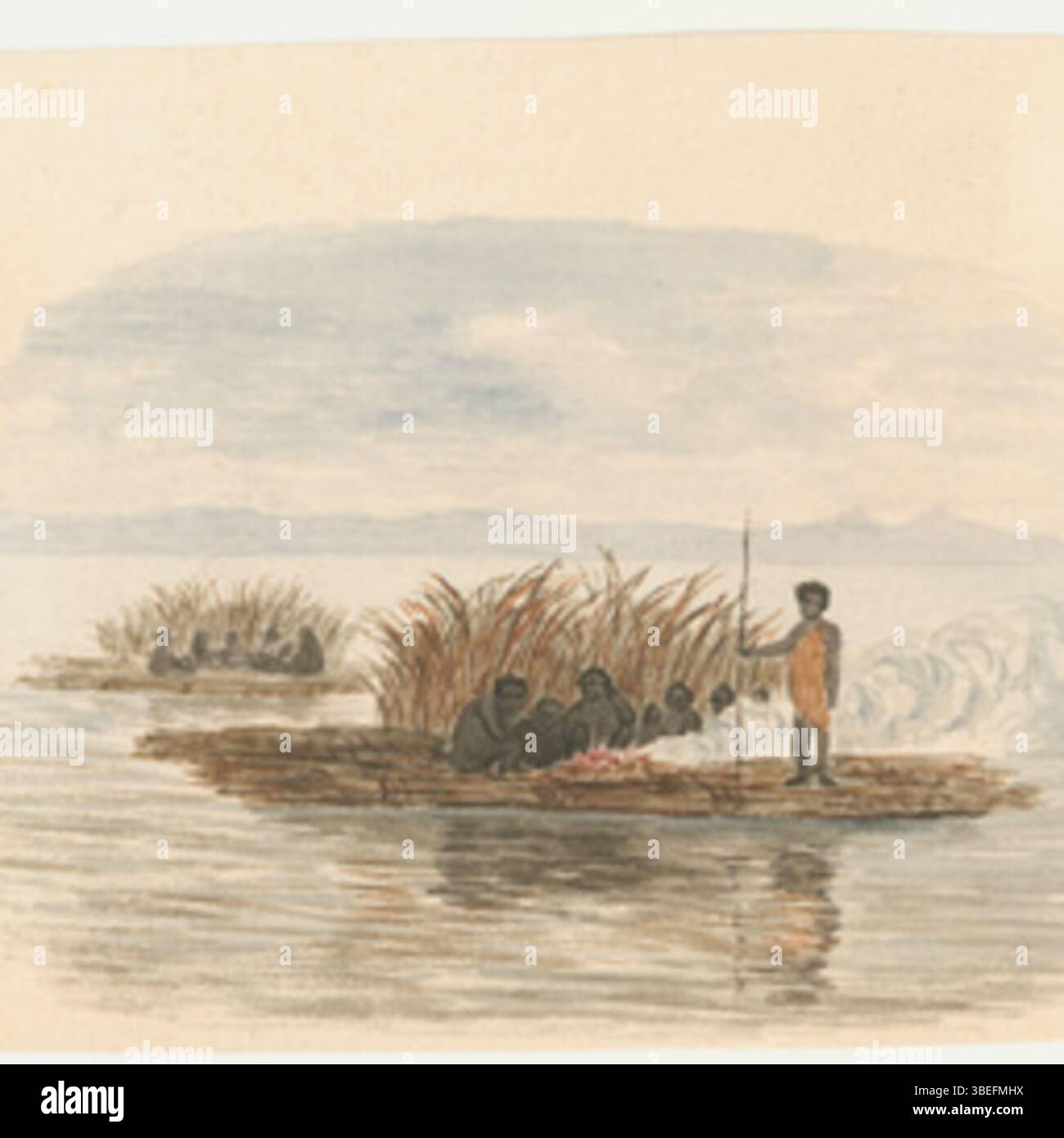 This 1845 watercolor by Alex C. Kelly illustrates the Ngarrindjeri ...