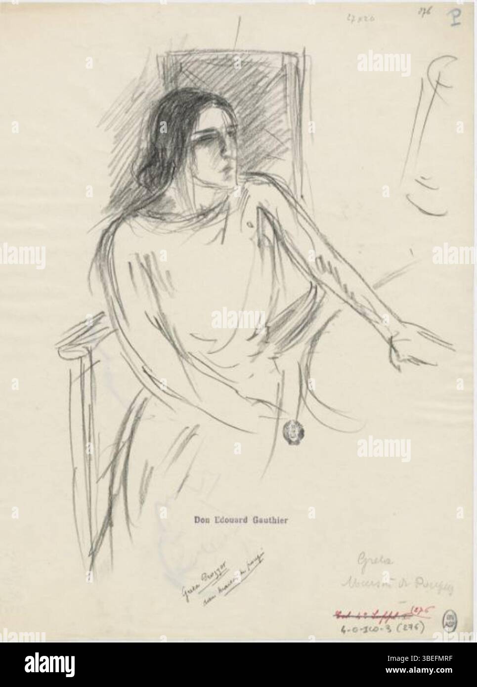 Paul-Charles Delaroche (1886-1914) created a pencil drawing of Greta ...