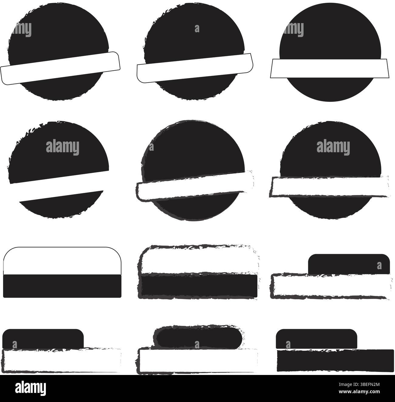 Minimal Black Label Badge Templates Blank Grunge Style Icons for ...