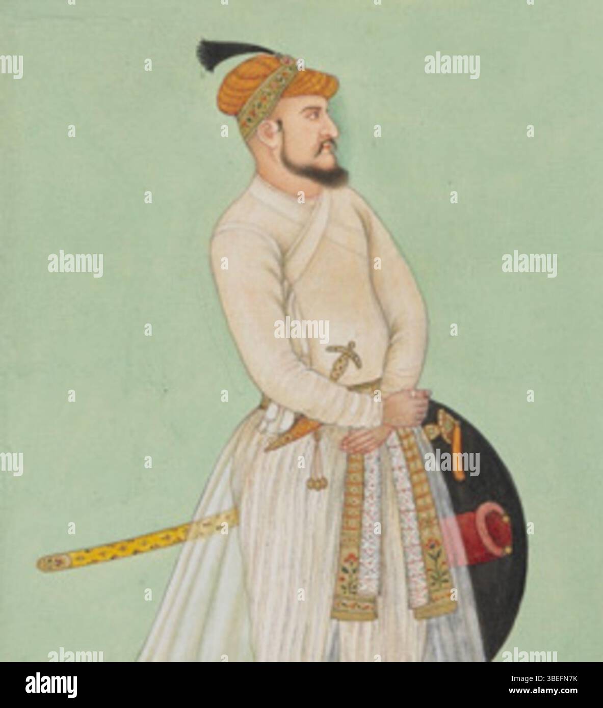 This 1900 watercolor painting depicts Qilich Khan, a prominent figure ...