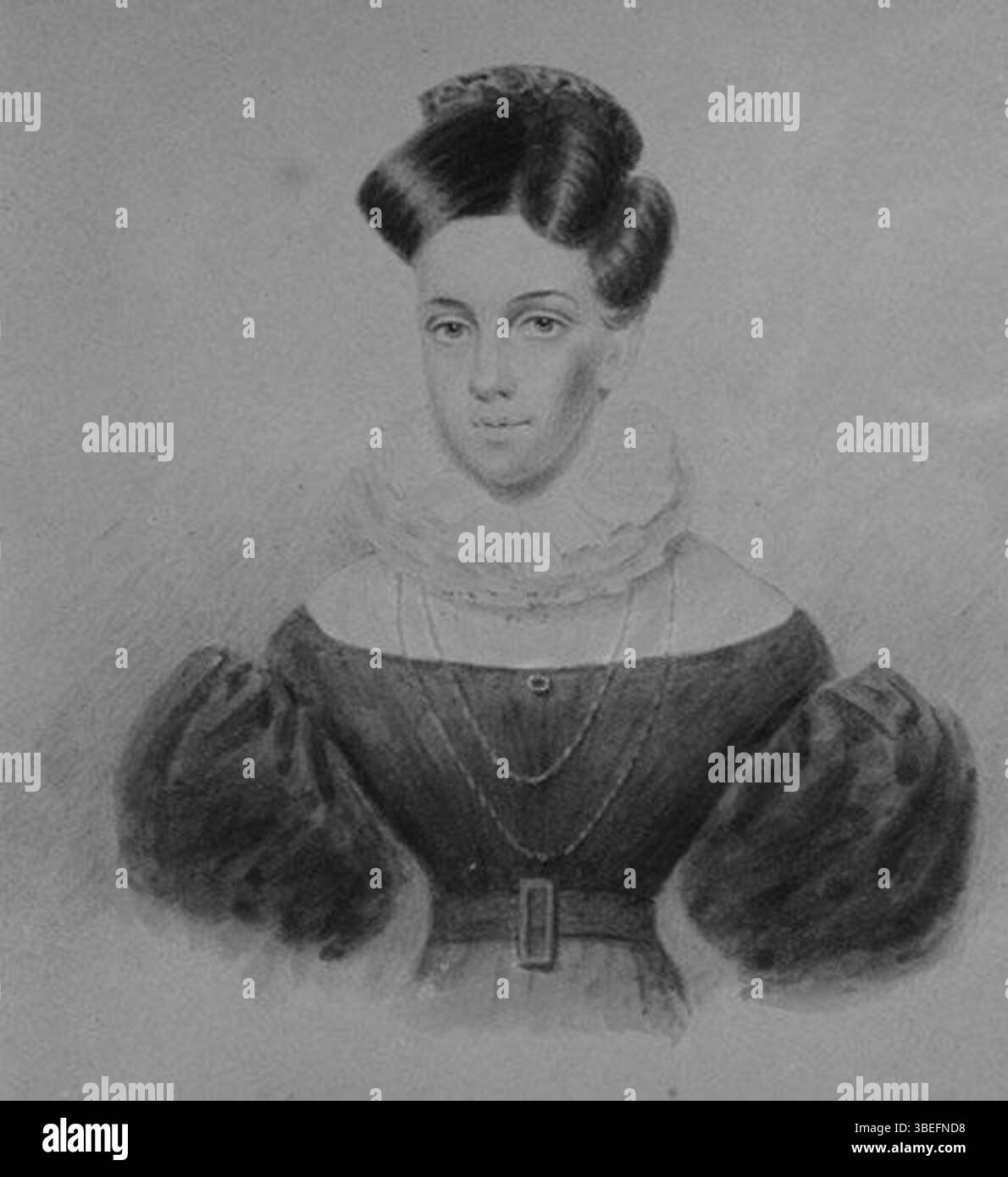 A watercolor miniature of Mary Davis Cook Wallis, created by an unknown ...