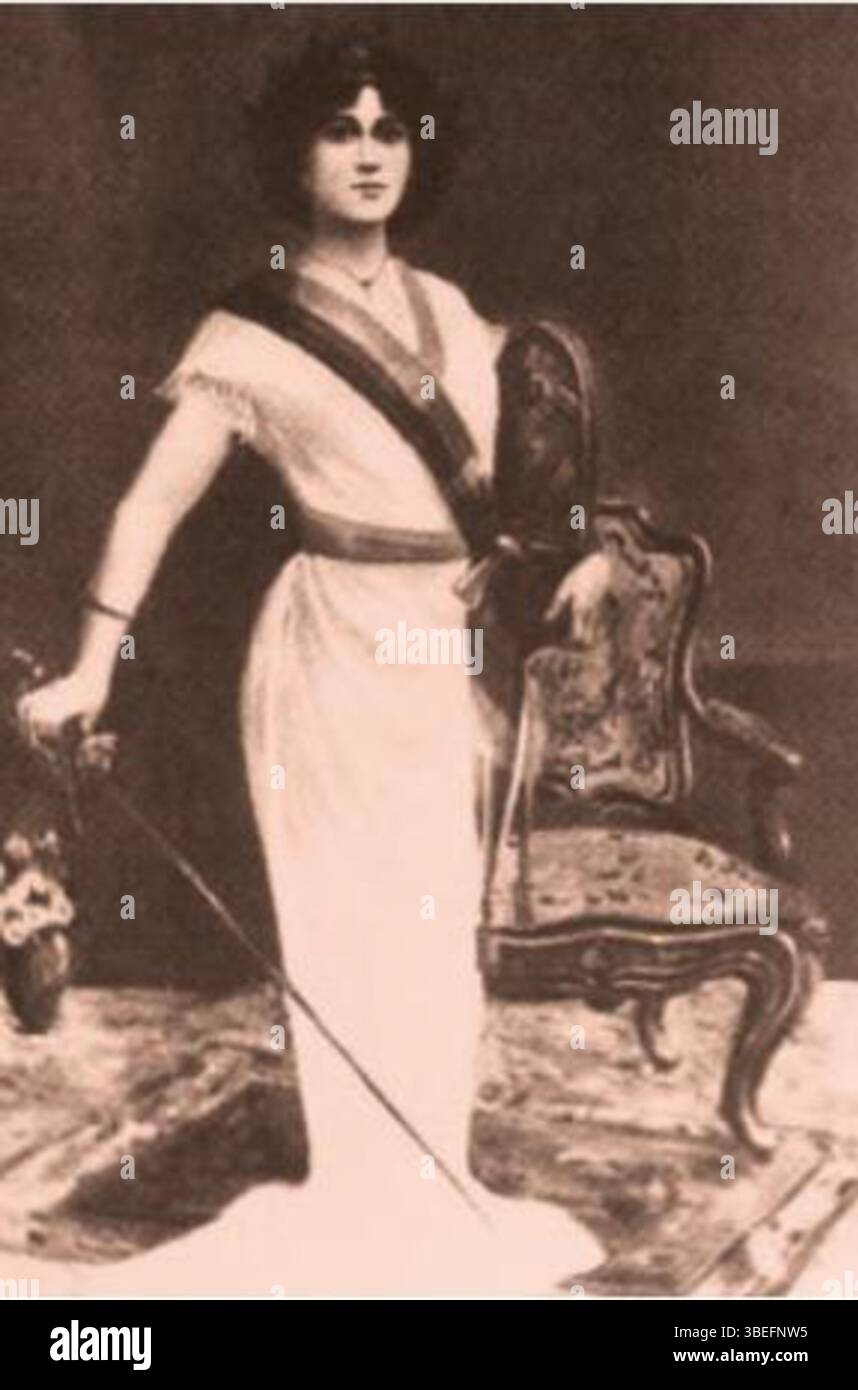 A portrait of Manuela Sáenz by César Augusto Villacrés, painted around ...