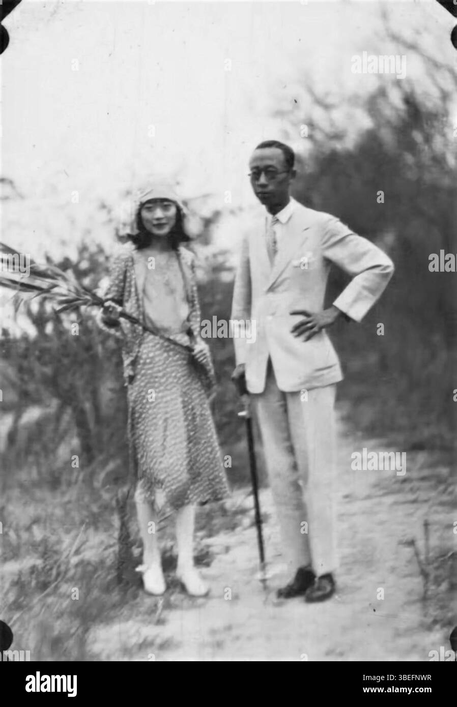 A photograph of Puyi, the last Emperor of China, and his wife Wanrong ...