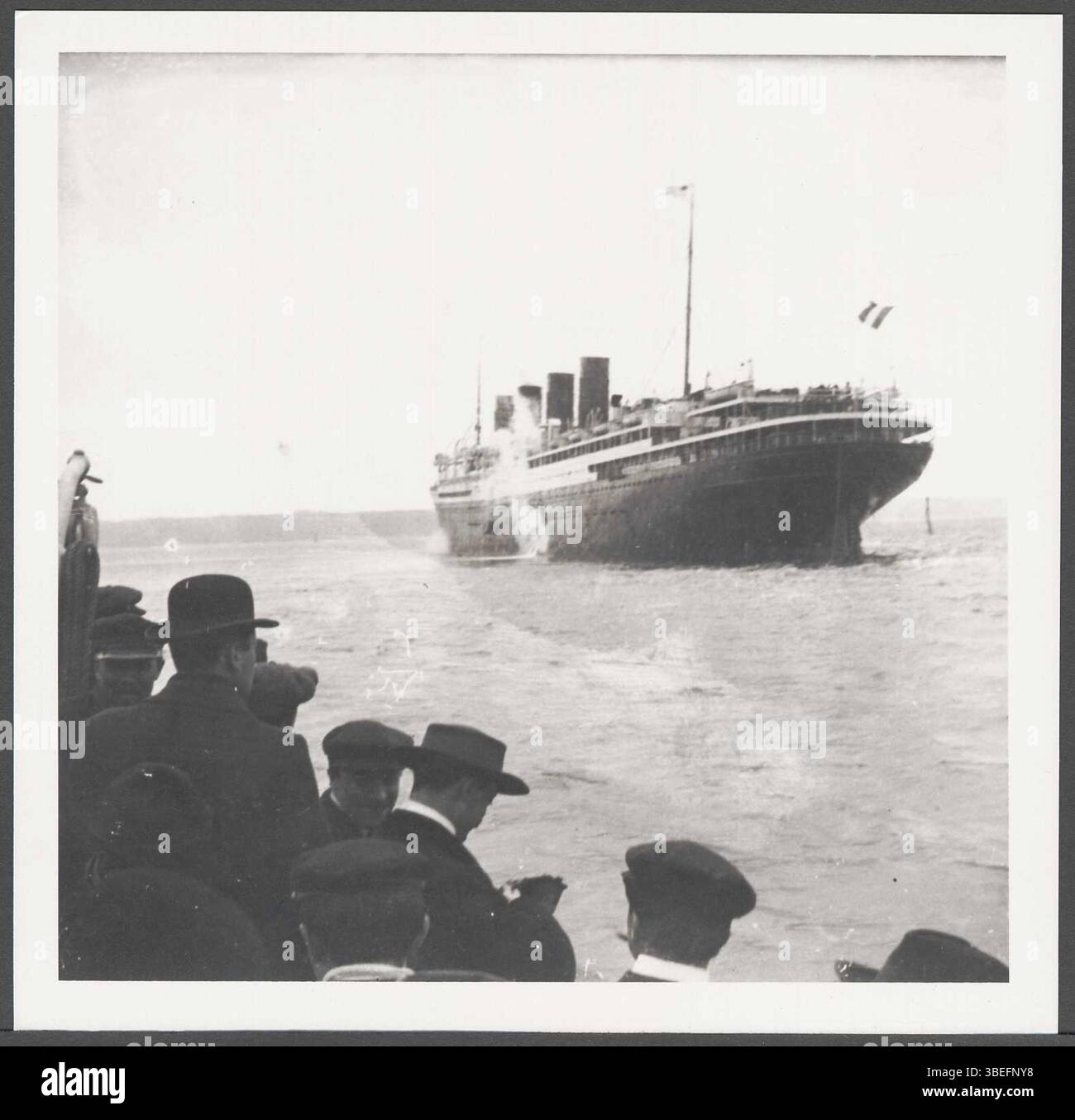 The 1910 arrival of the French ocean liner 'France', captured as it ...