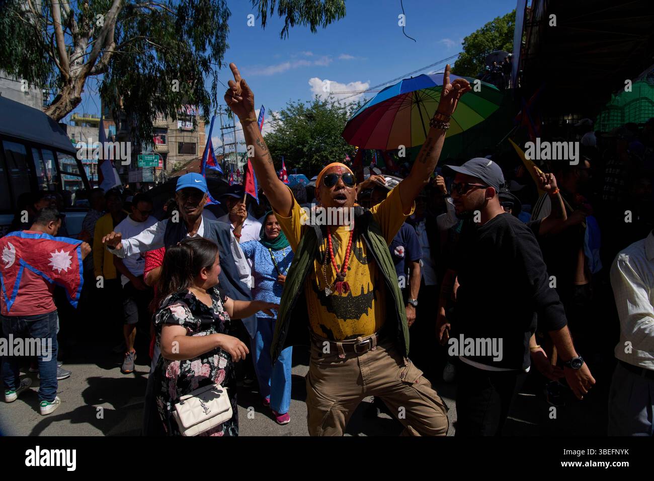 Pro-monarchy supporters take part in a rally calling for the ...