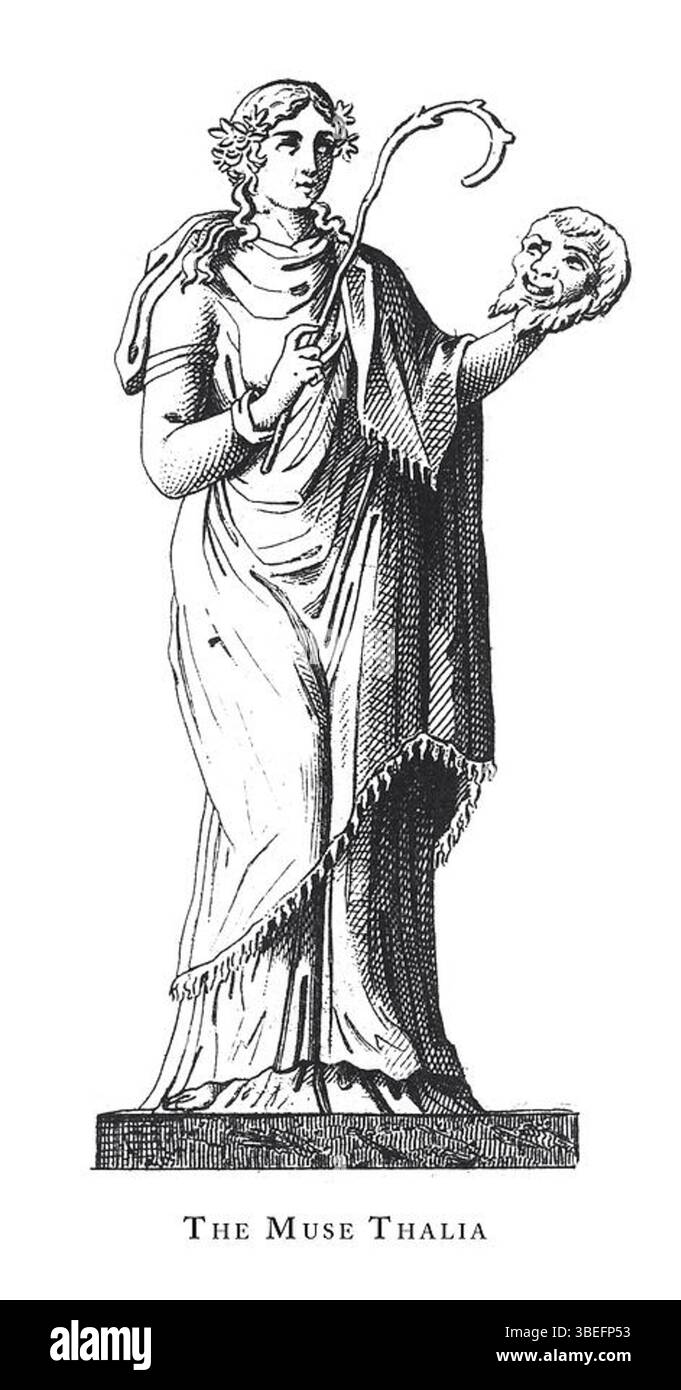 This 1851 wood engraving depicts Thalia, one of the Muses in Greek ...
