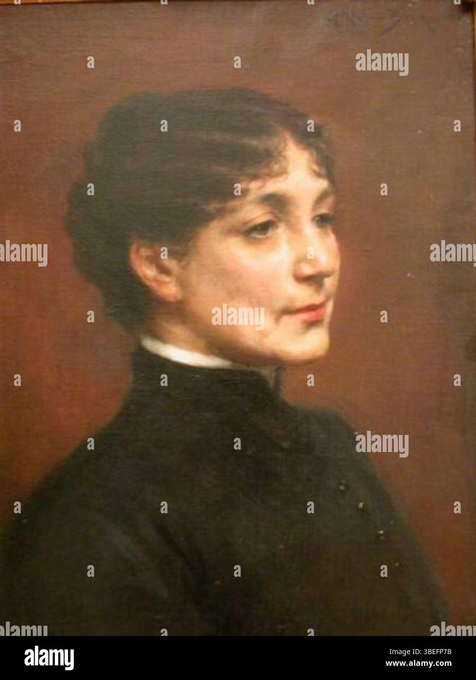 This portrait, created by James Carroll Beckwith in 1966, depicts Mrs ...