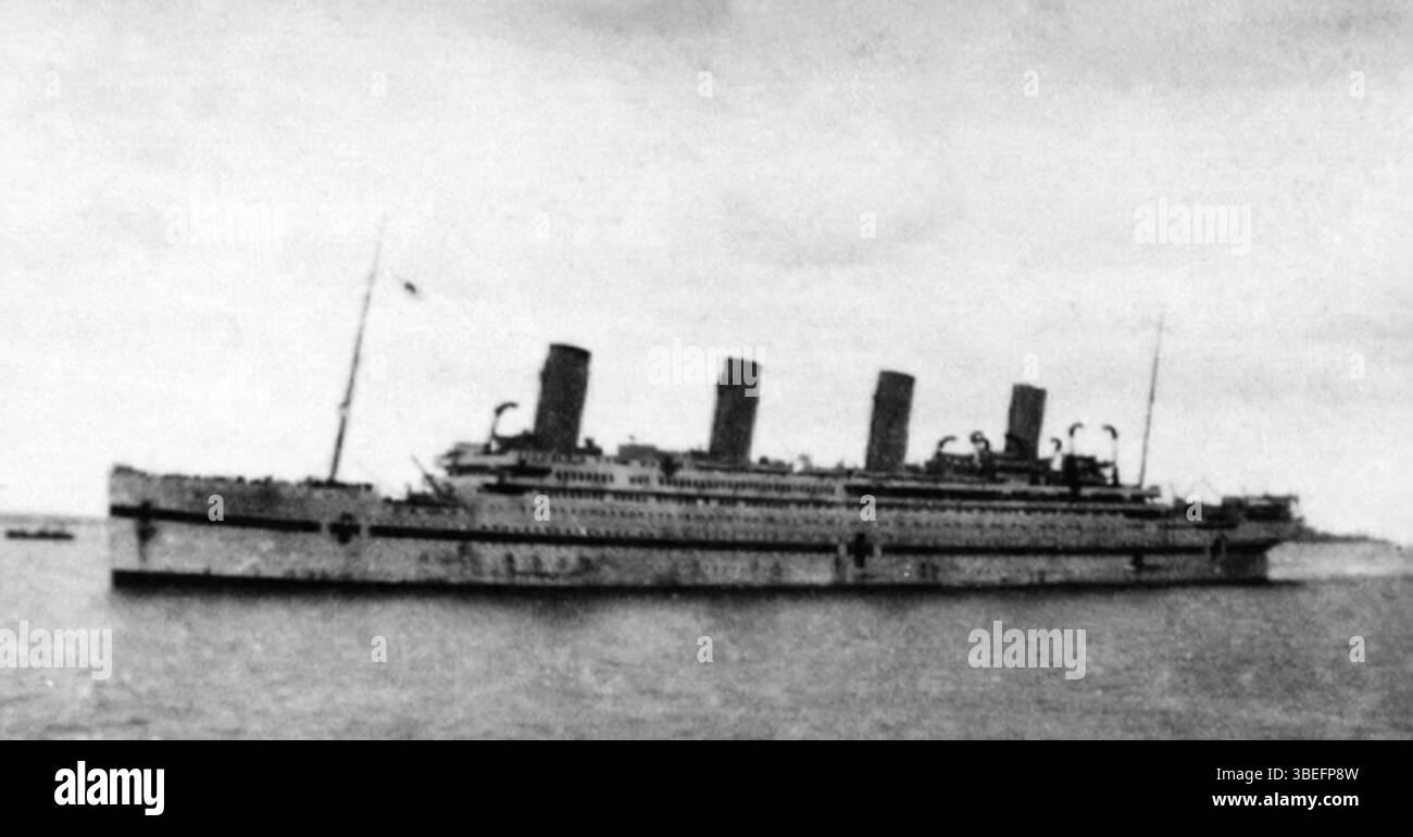 The HMHS Britannic, a British hospital ship, is seen arriving in ...