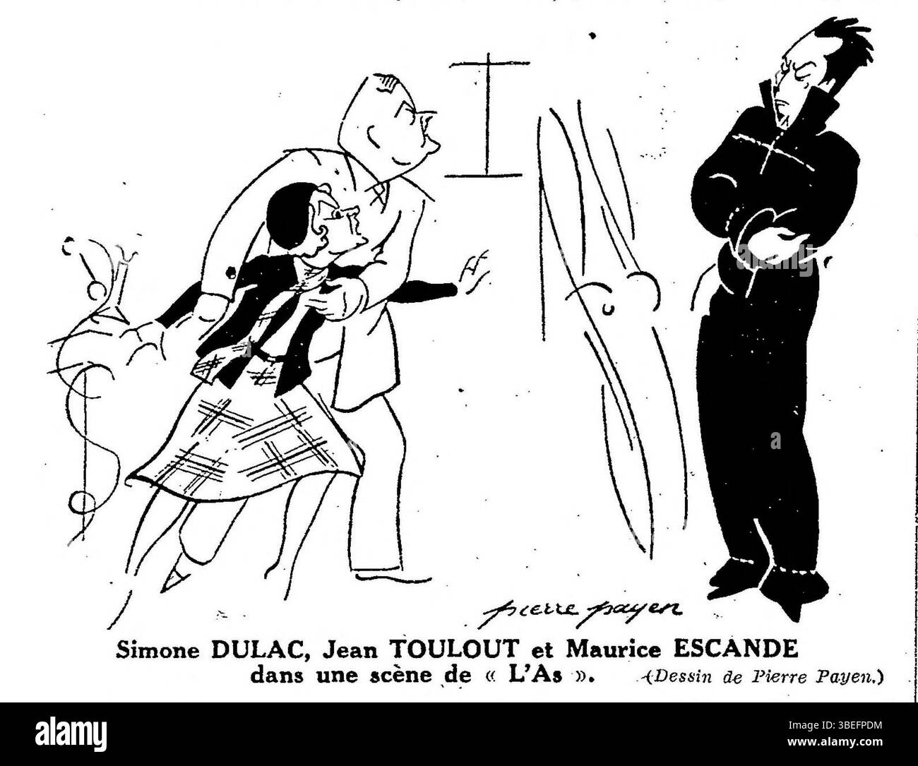 A drawing by Pierre Payen, published on October 4, 1930, showing actors ...