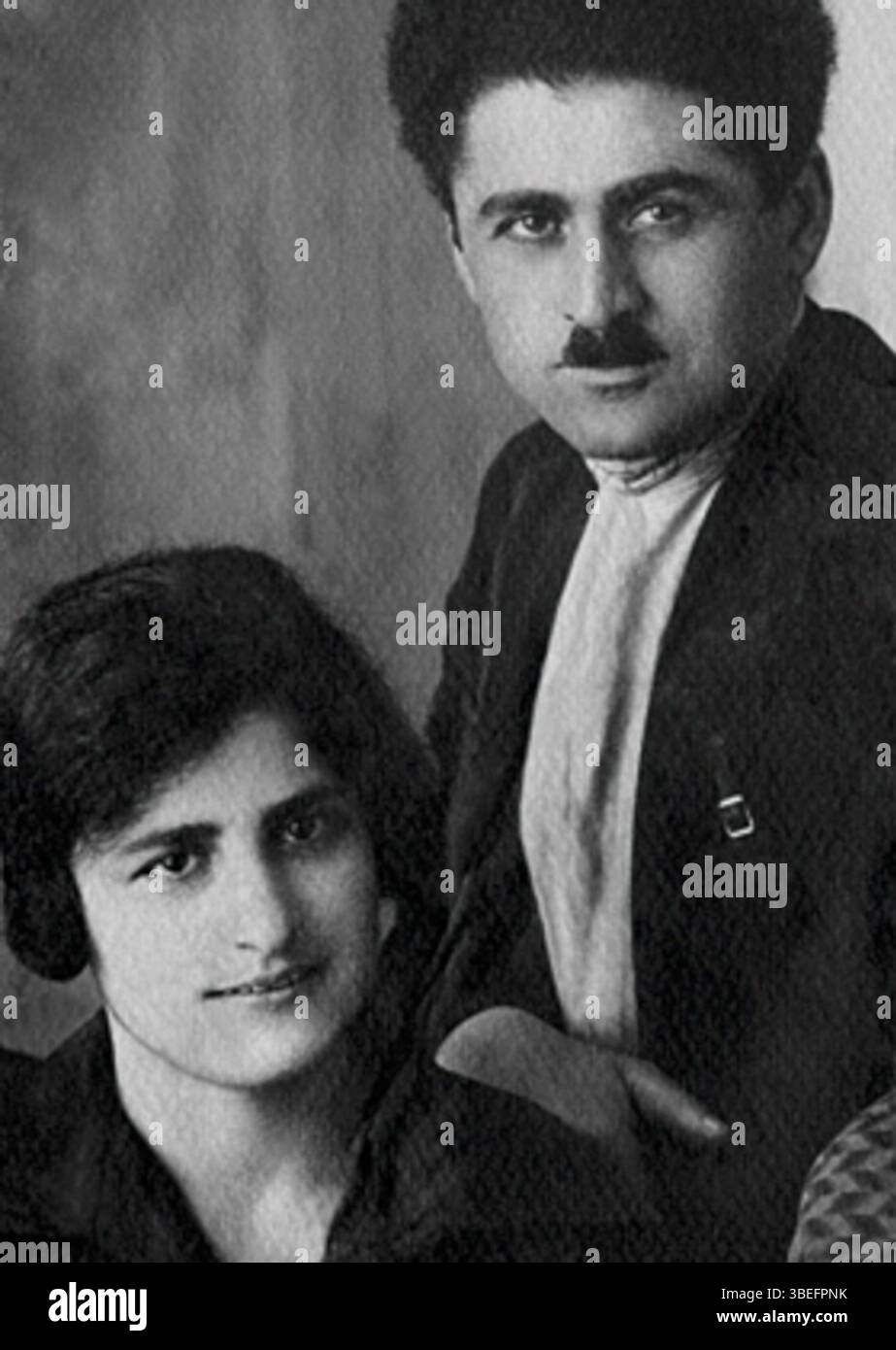 Photograph of Aghasi Khanjyan and his wife taken in the 1920s, showing ...