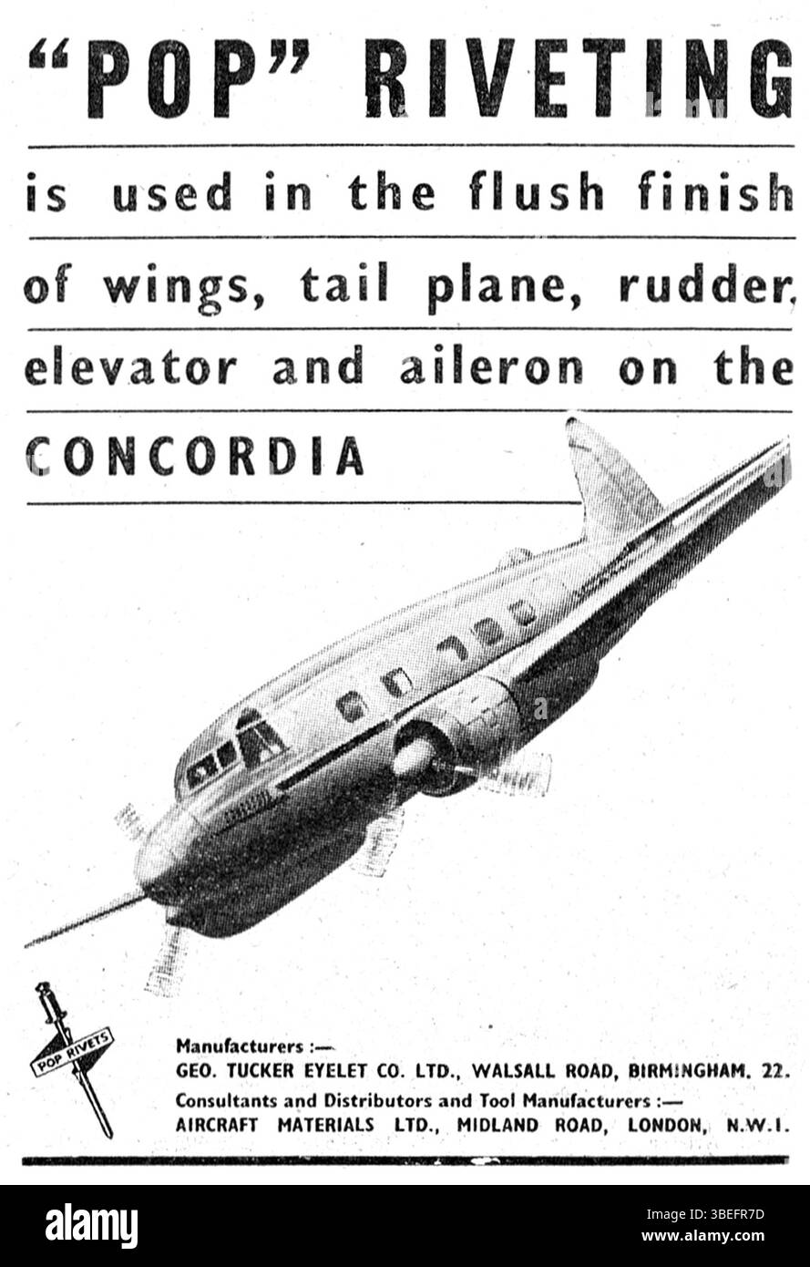 An advertisement for *POP Riveting*, published in *Aeroplane* magazine ...