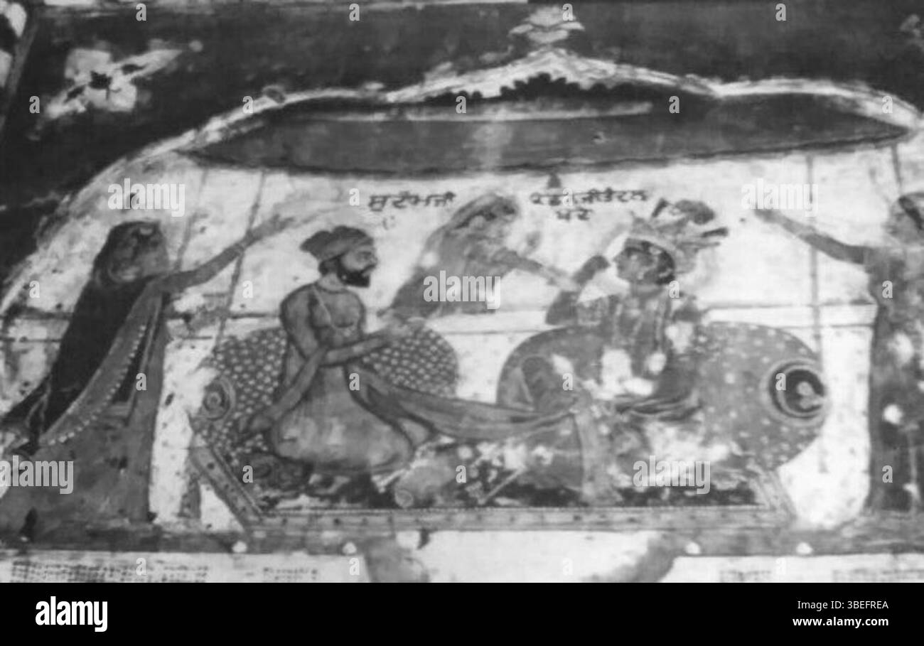 This fresco, created by an unknown artist around the mid-19th century, depicts the Hindu deity ...