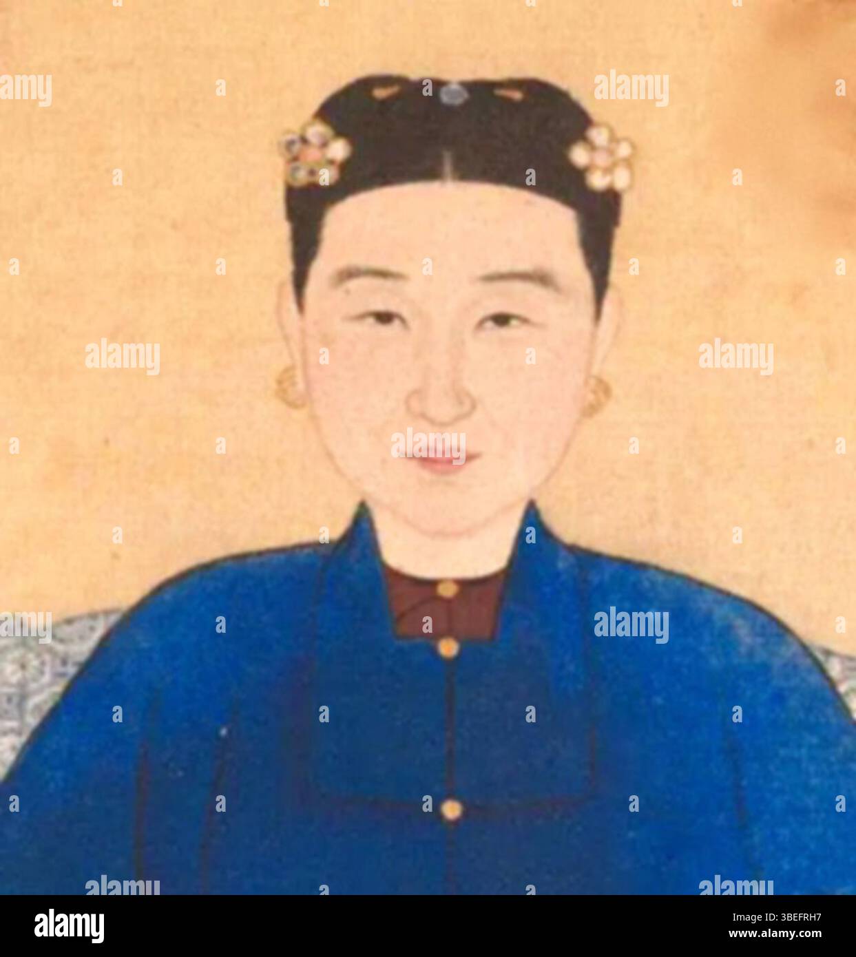 This 18th-century portrait of a concubine of Emperor Kangxi from the Qing Dynasty, attributed to ...