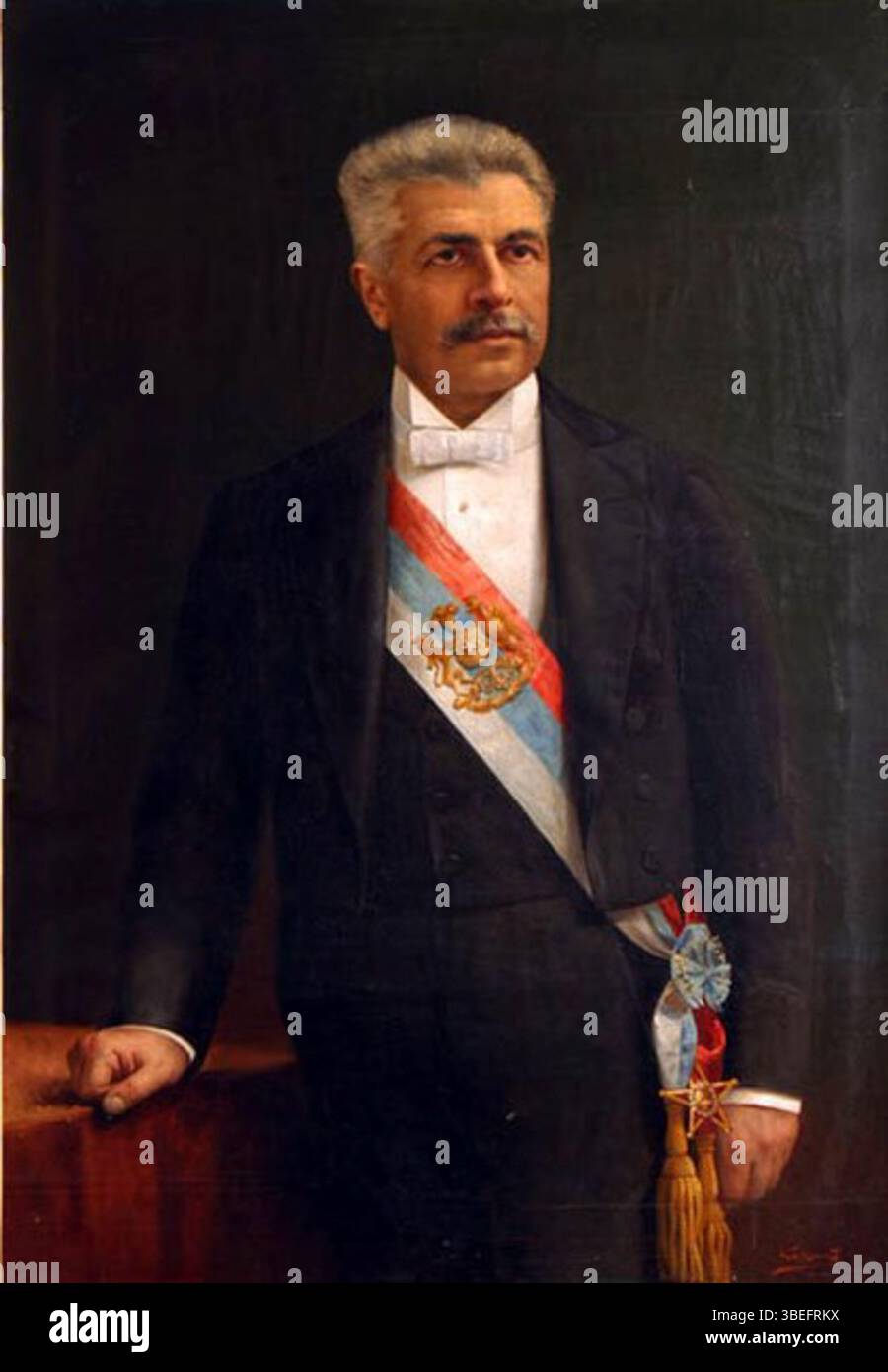 This portrait by Antonio Salguero, created in 1923, depicts Pedro Montt ...