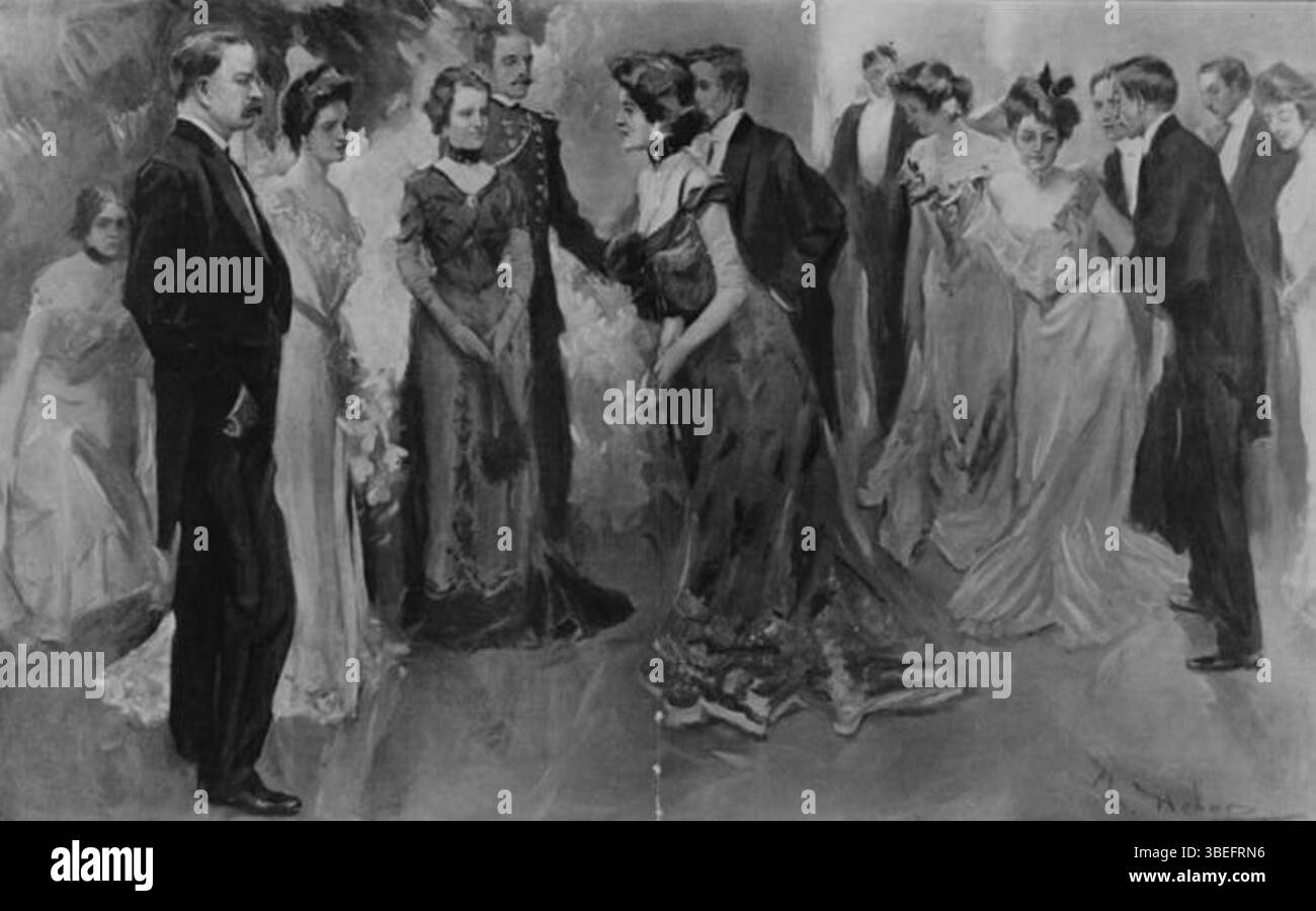 Engraving of a reception at the White House in Washington DC, 1902 ...