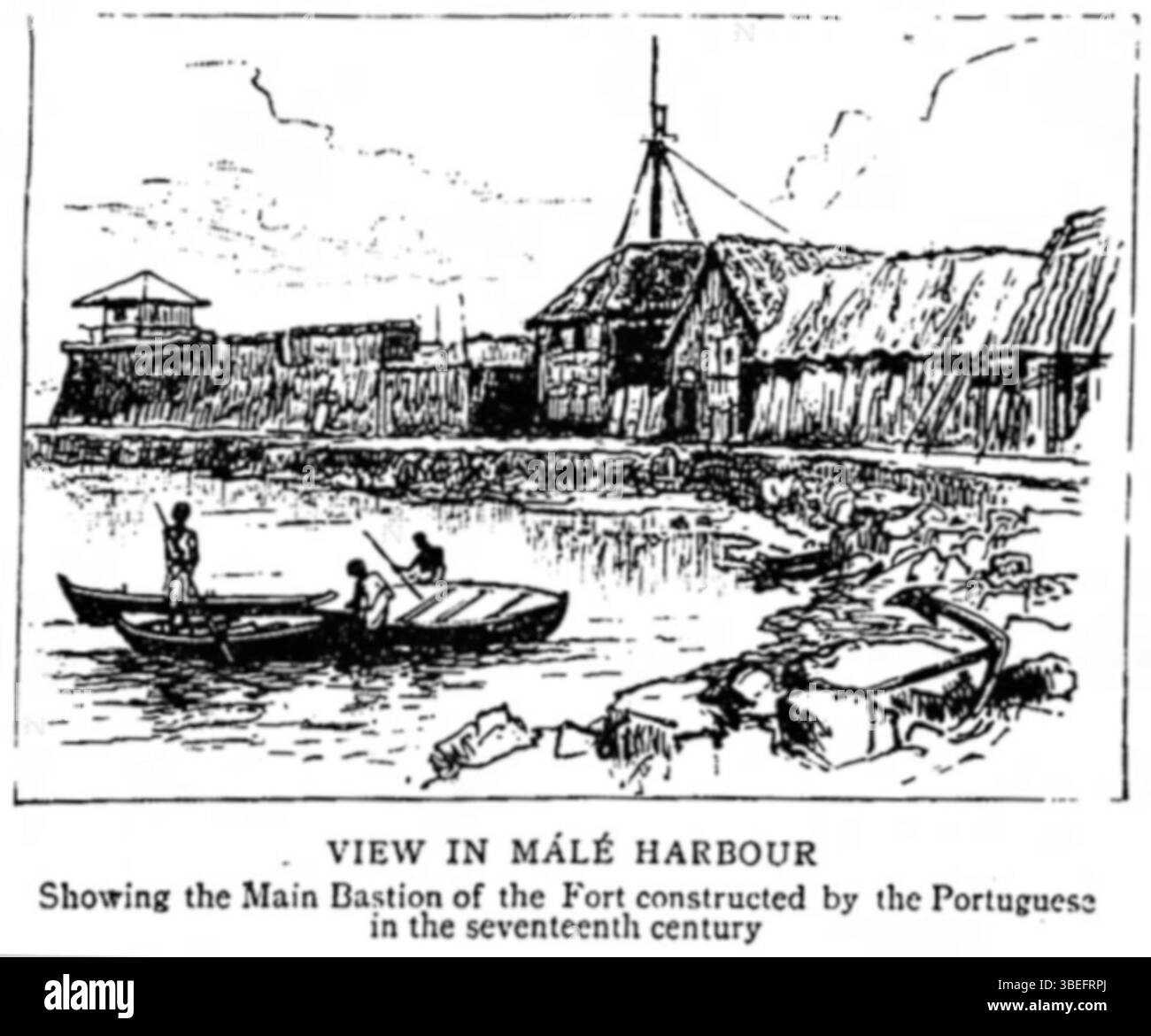 This illustration from *The Graphic* (October 1886) shows Male harbour ...