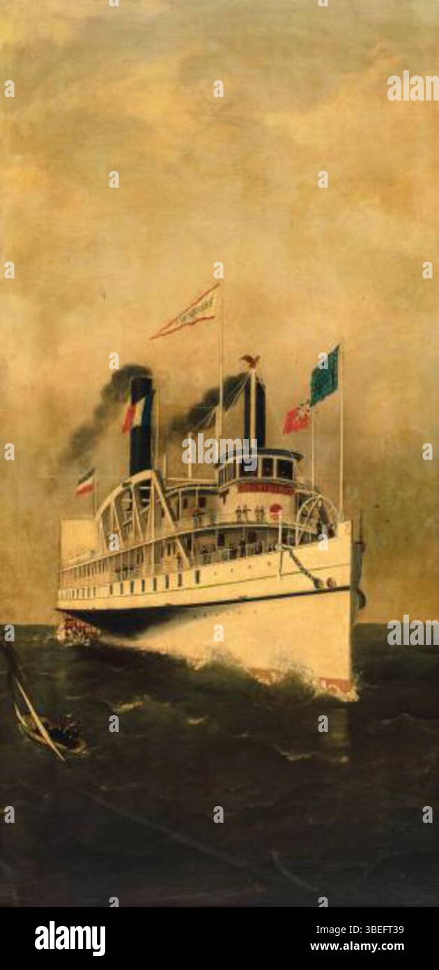 Painting of the steamboat 'Providence' operating on Long Island Sound ...