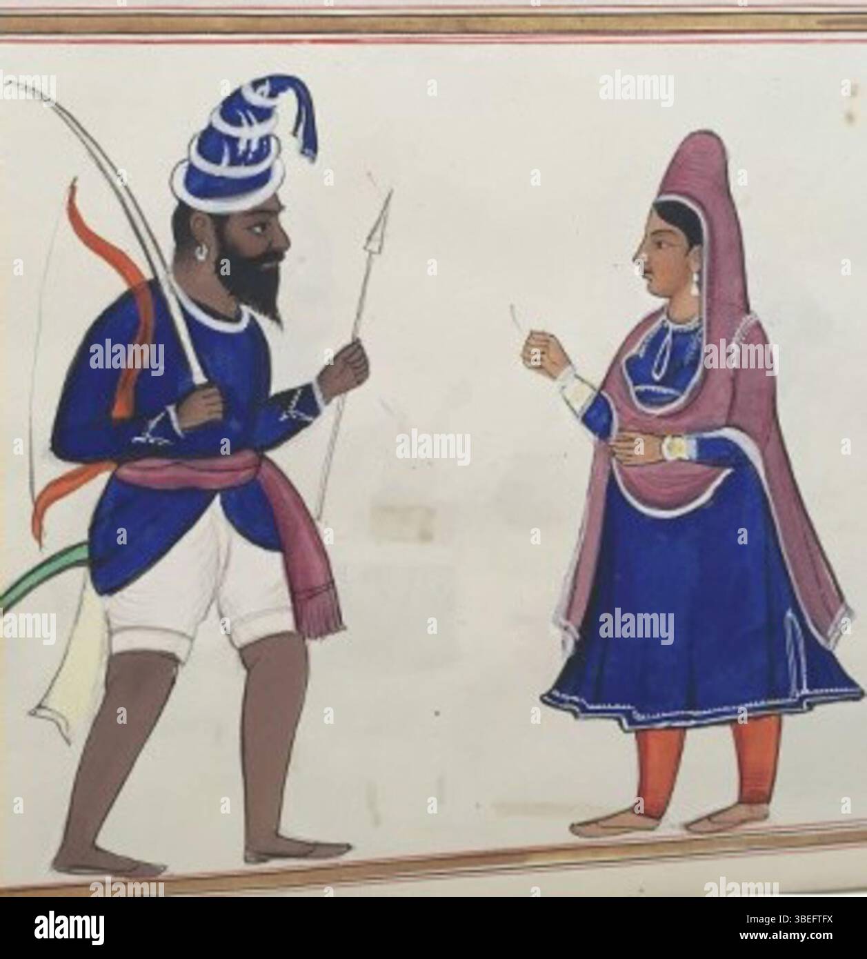 This likely 19th-century painting depicts a Sikh man identified as a ...