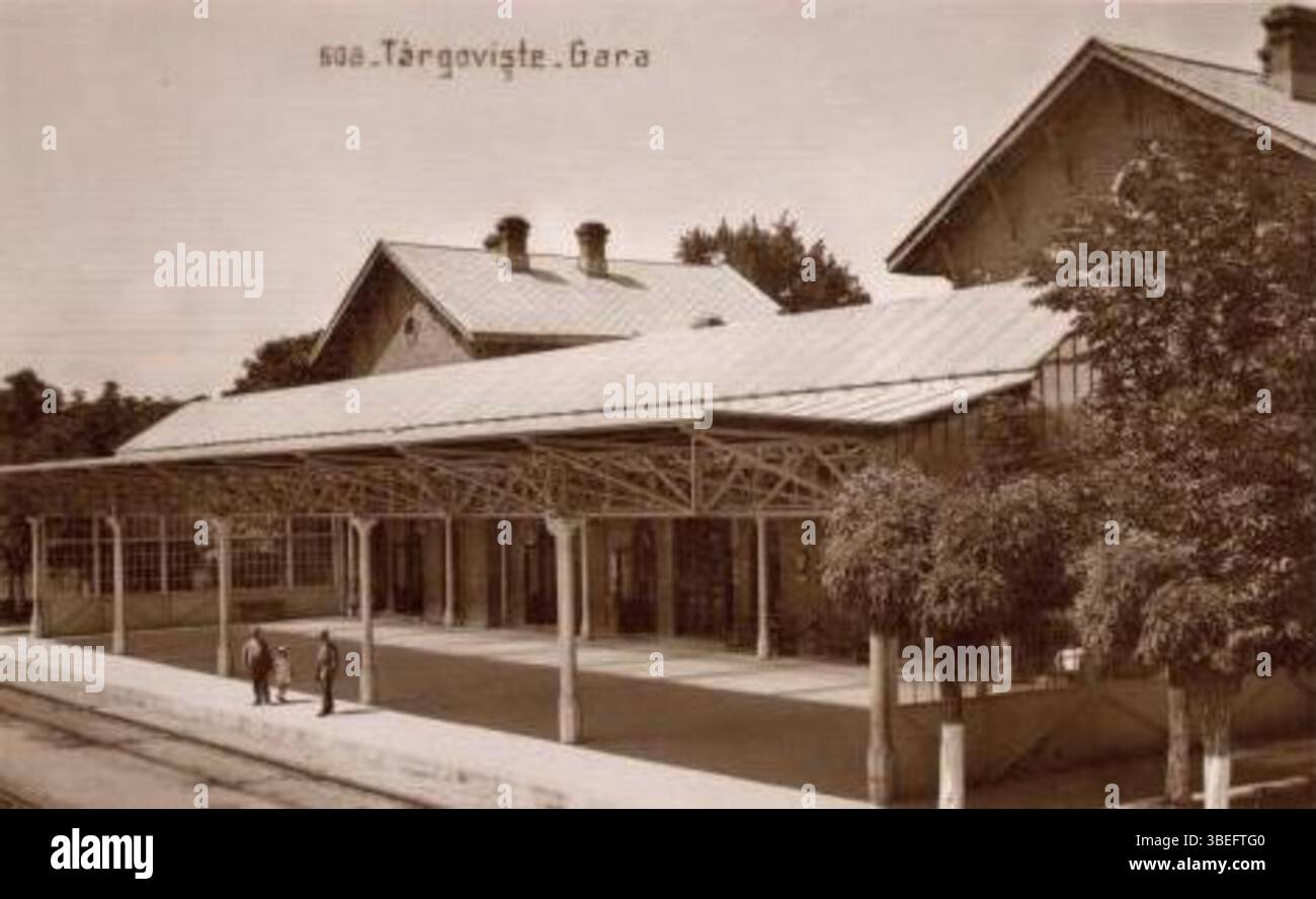 A 1930s image of Targoviste railway station in Romania, showing the ...