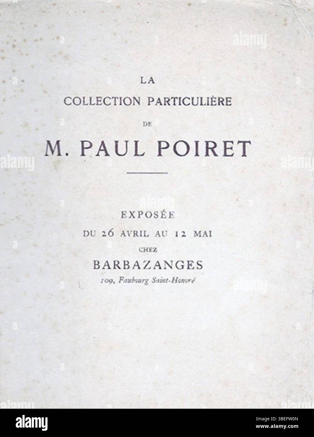 The cover of the auction catalogue from Galerie Barbazanges, Paris ...