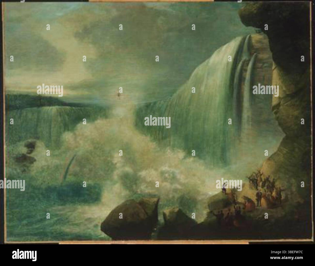 A painting from circa 1859–1860 portraying Charles Blondin walking a ...